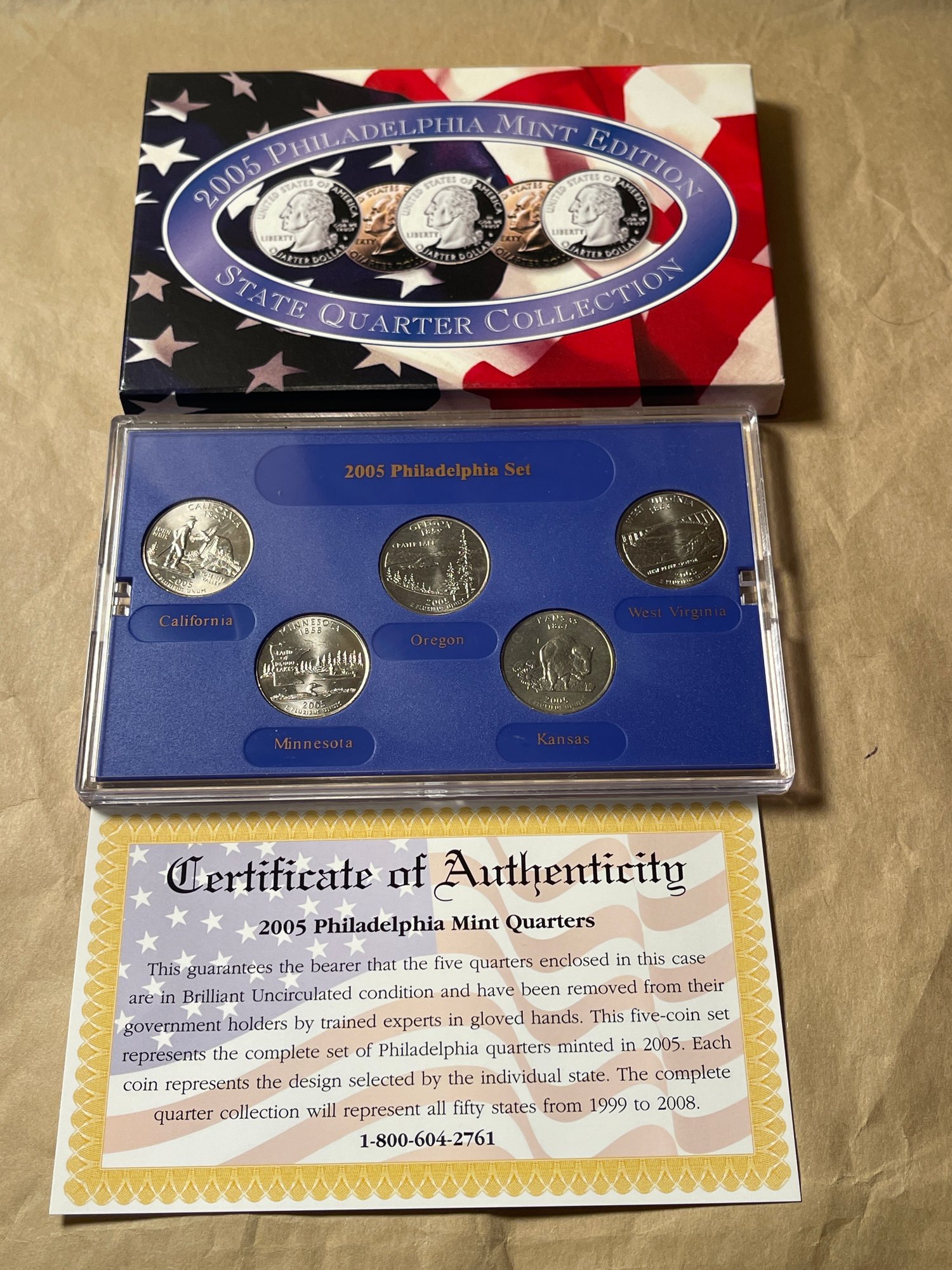2005 Philadelphia Clad State Deep Cameo Gem Proof Quarter Set ,Box/COA ...