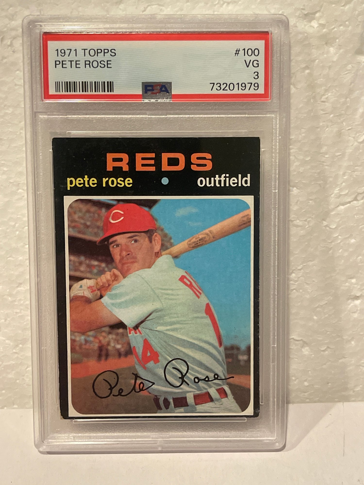 1971 Topps PETE ROSE Cincinnati Reds Baseball Card # 100 Graded PSA 3 ...