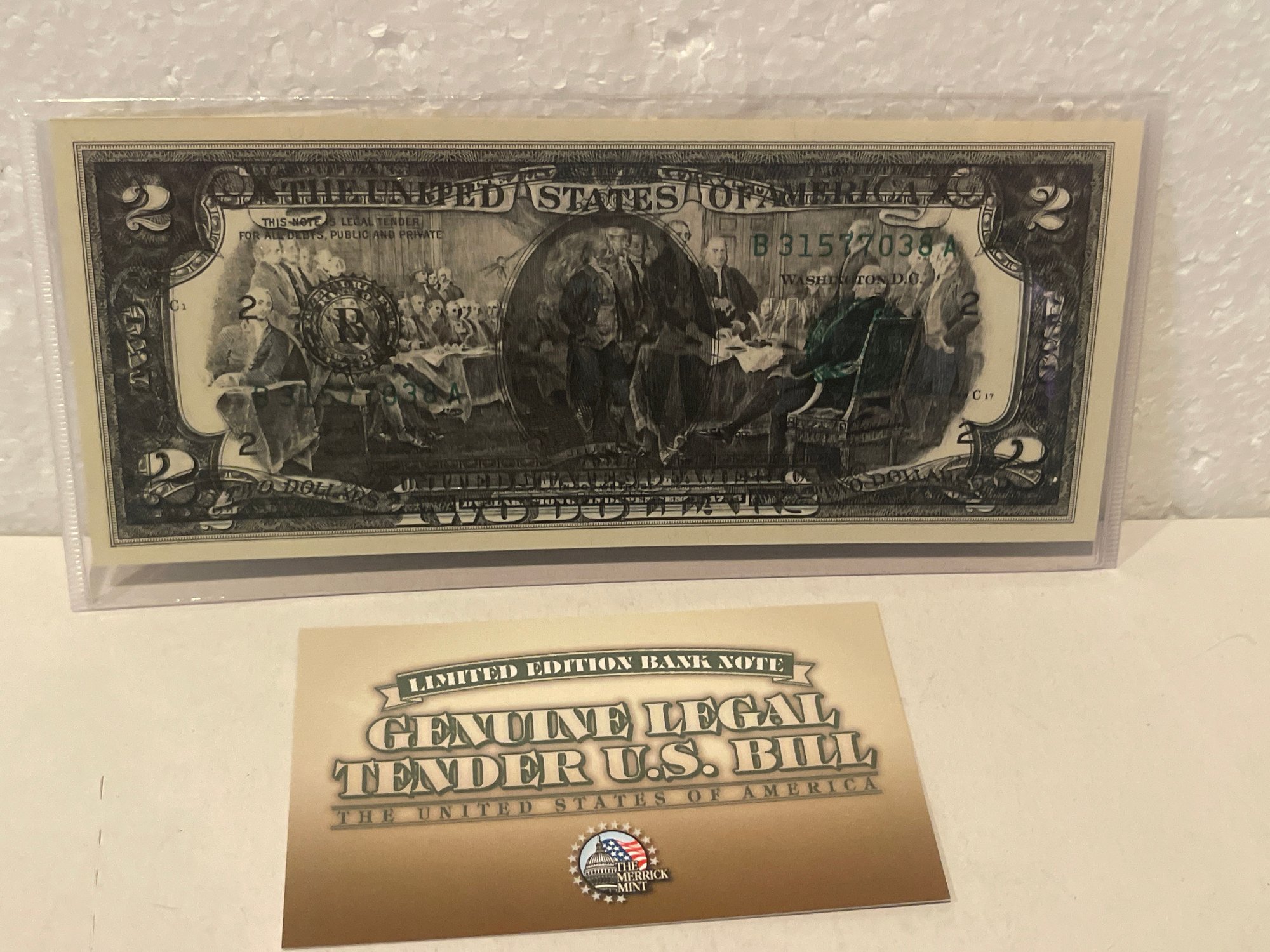 FULL BACK To FACE OFFSET COLORIZED PRINTING ERROR OVERPRINT $2 Genuine ...