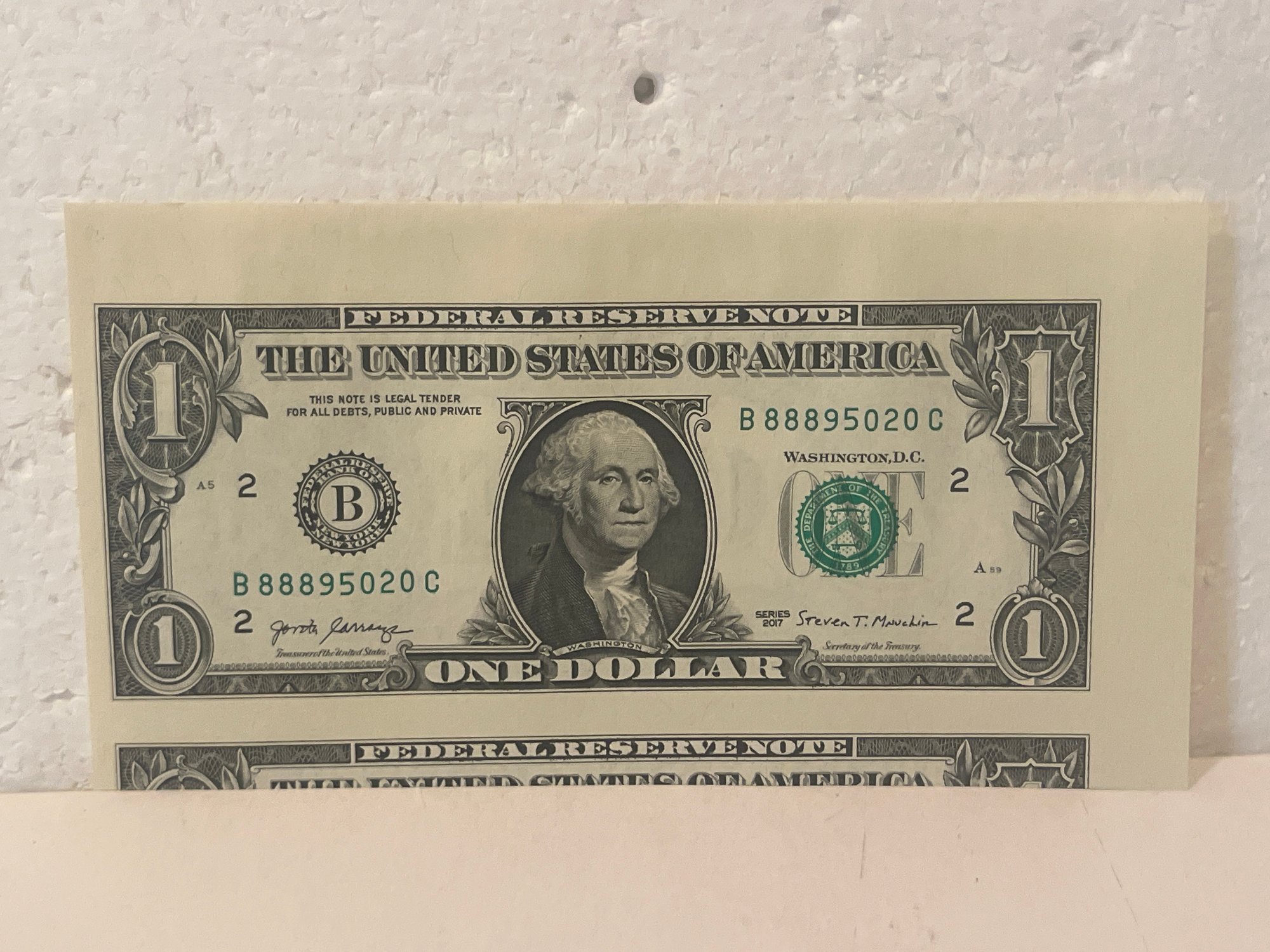 MISCUT/MISALIGNMENT $1 DOLLAR BILL NOT AN ERROR CUT FROM UNCUT SHEET ...