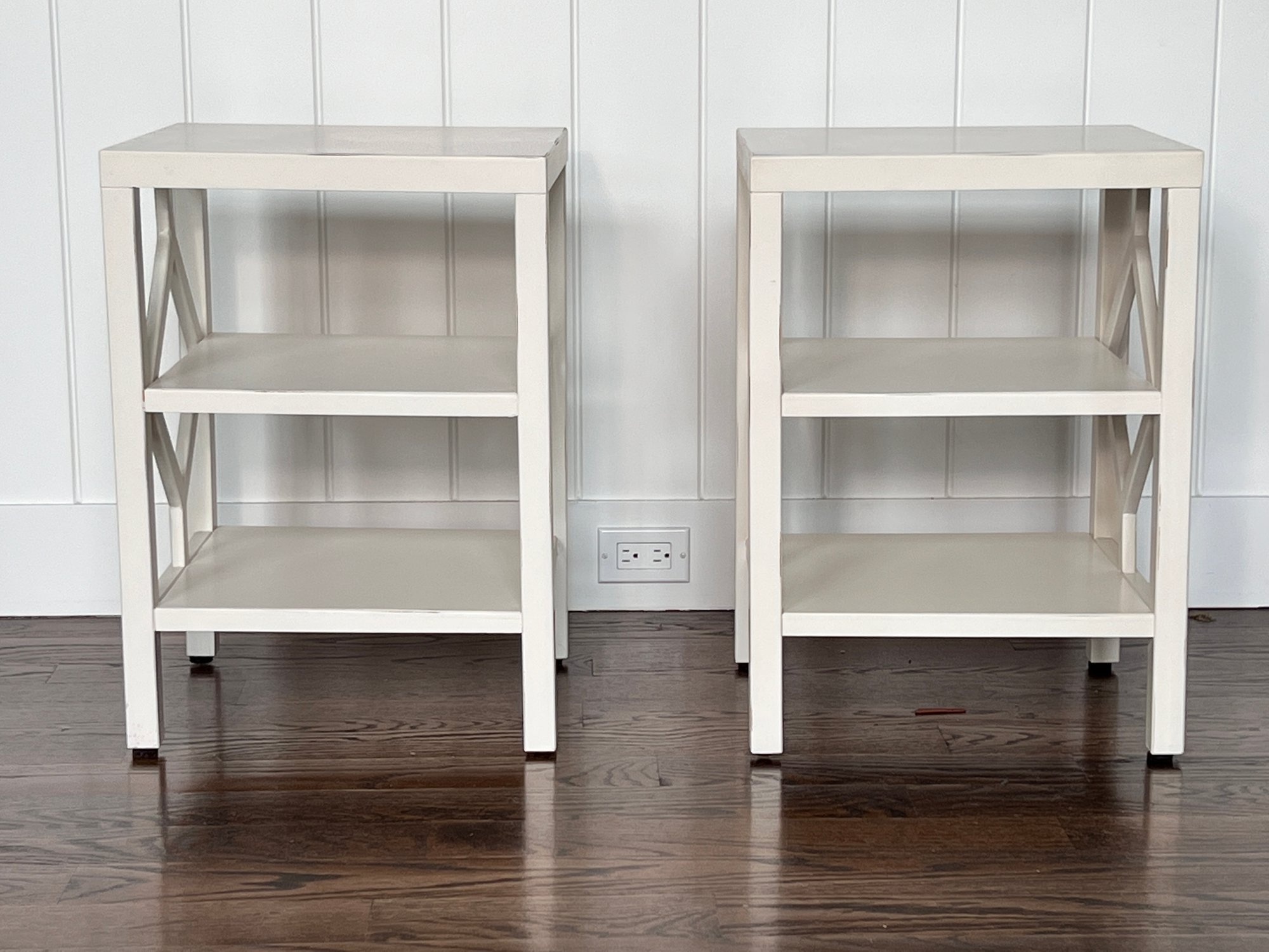 Pair Of Outlook Furniture Company White Wood Side Tables #9413 ...