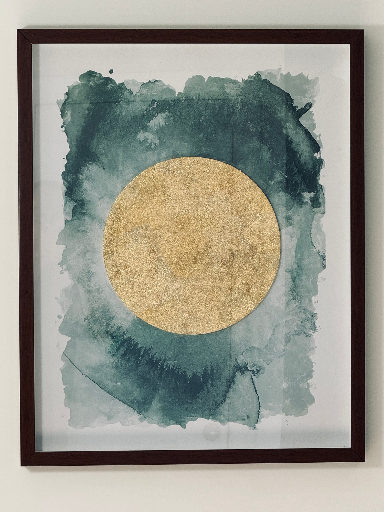 Framed Watercolor Print With Painted Gold Disc - Greens #14728 ...