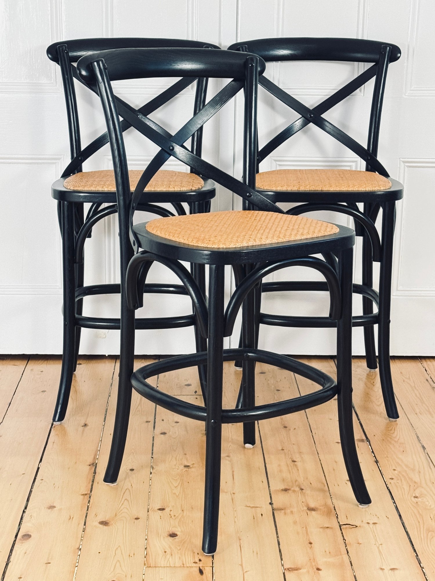 Set Of Three William Sonoma Bistro Counter Stool - Black #17019 ...