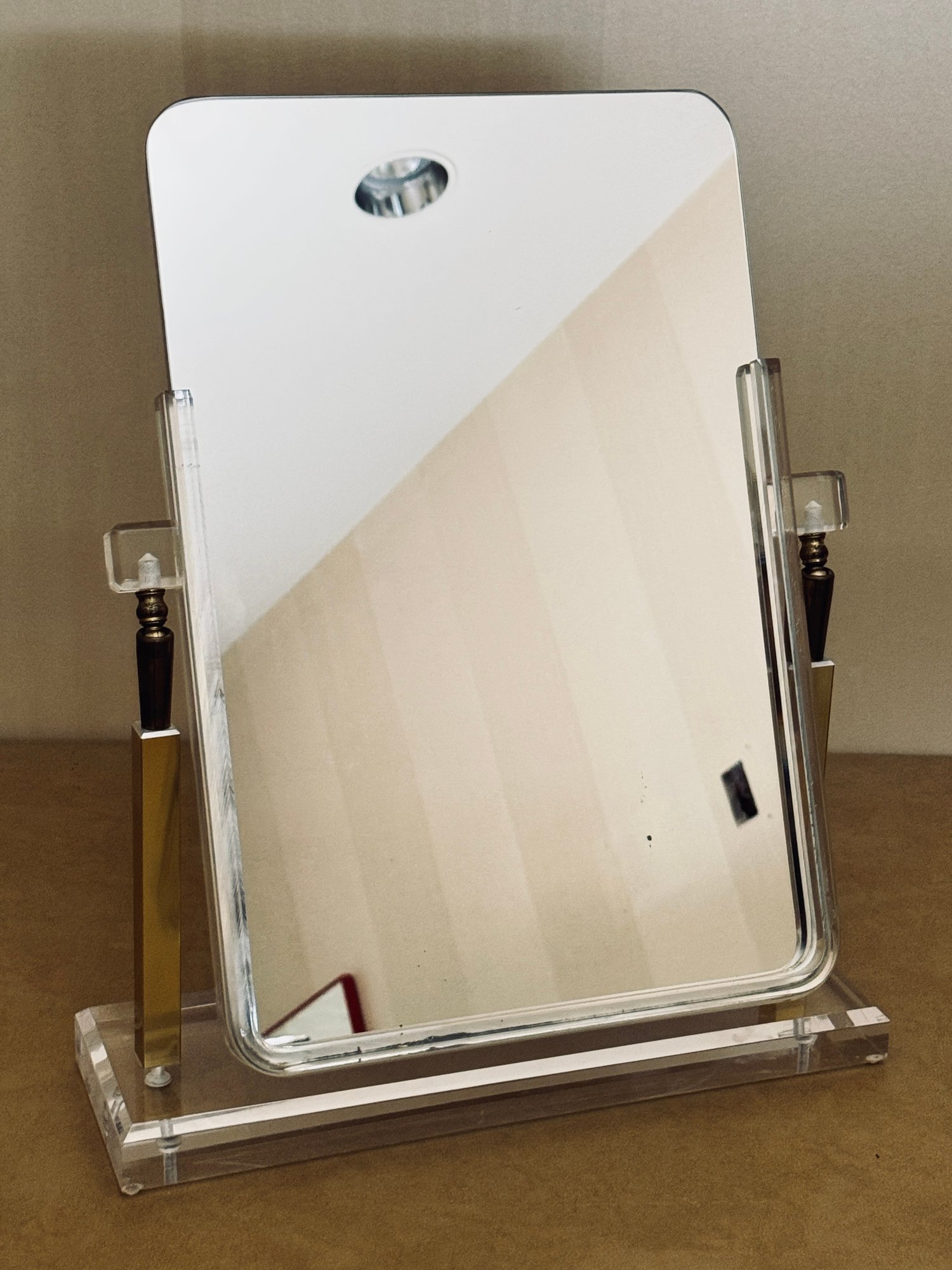 Vintage Deco Style Lucite And Bass Vanity Mirror #18572 | Auctionninja.com