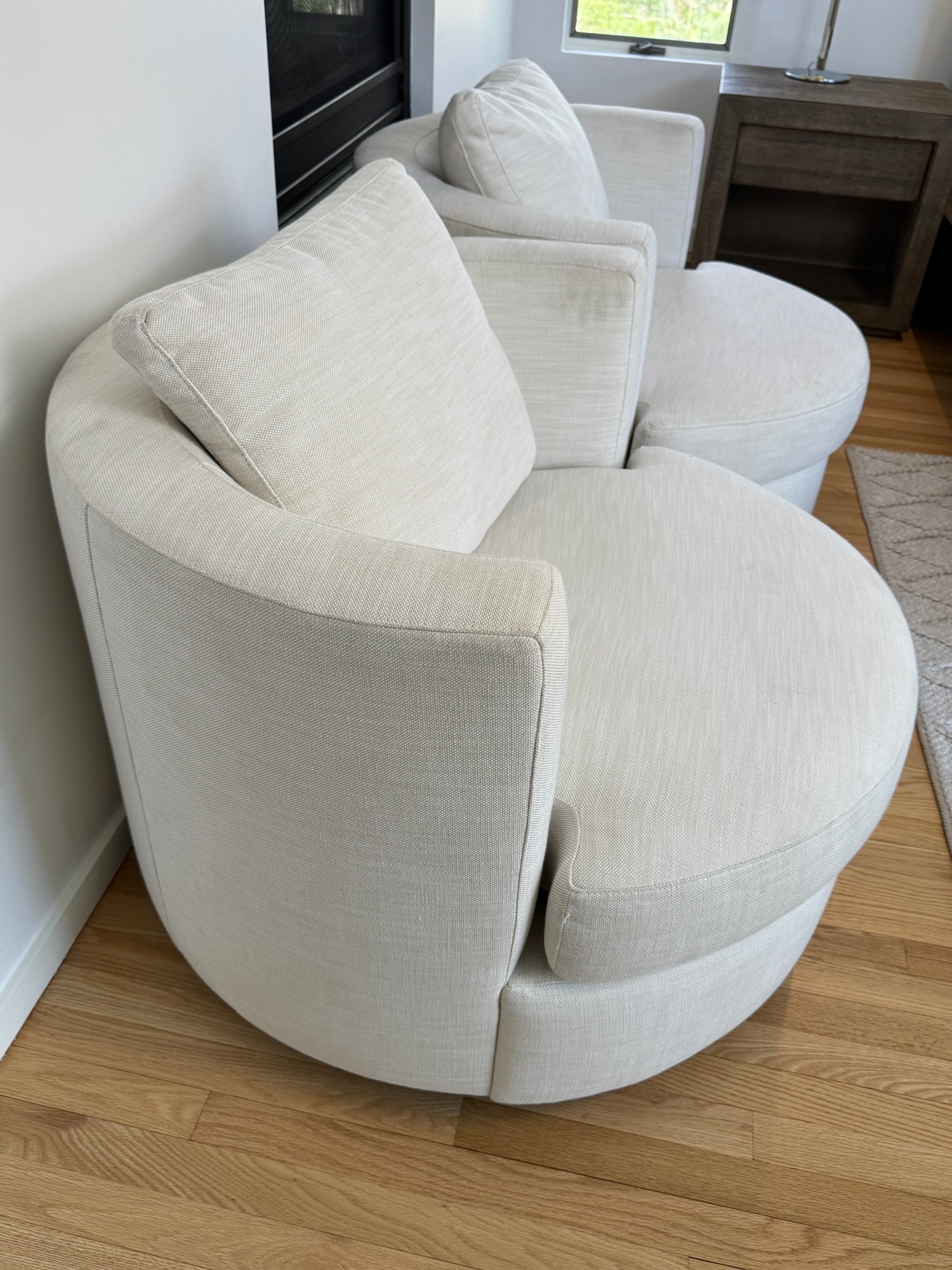 Pair Of Restoration Hardware Wren Swivel Chair In Natural - Some Signs ...