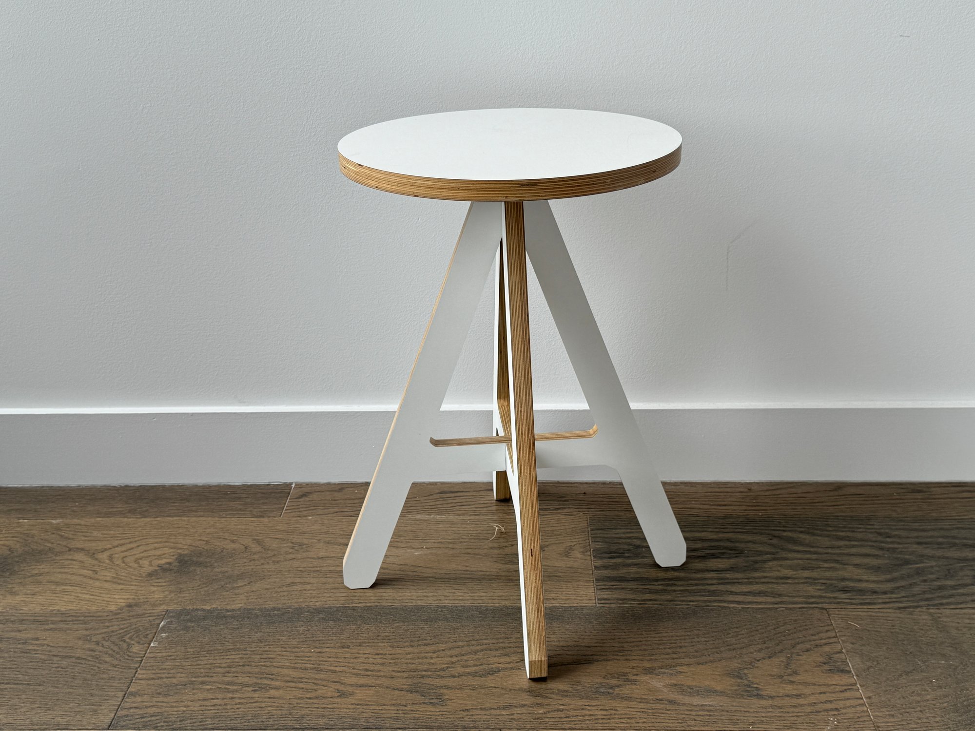 Alex Swain Layered Wood Three Legged Stool - White Veneer #13774 ...
