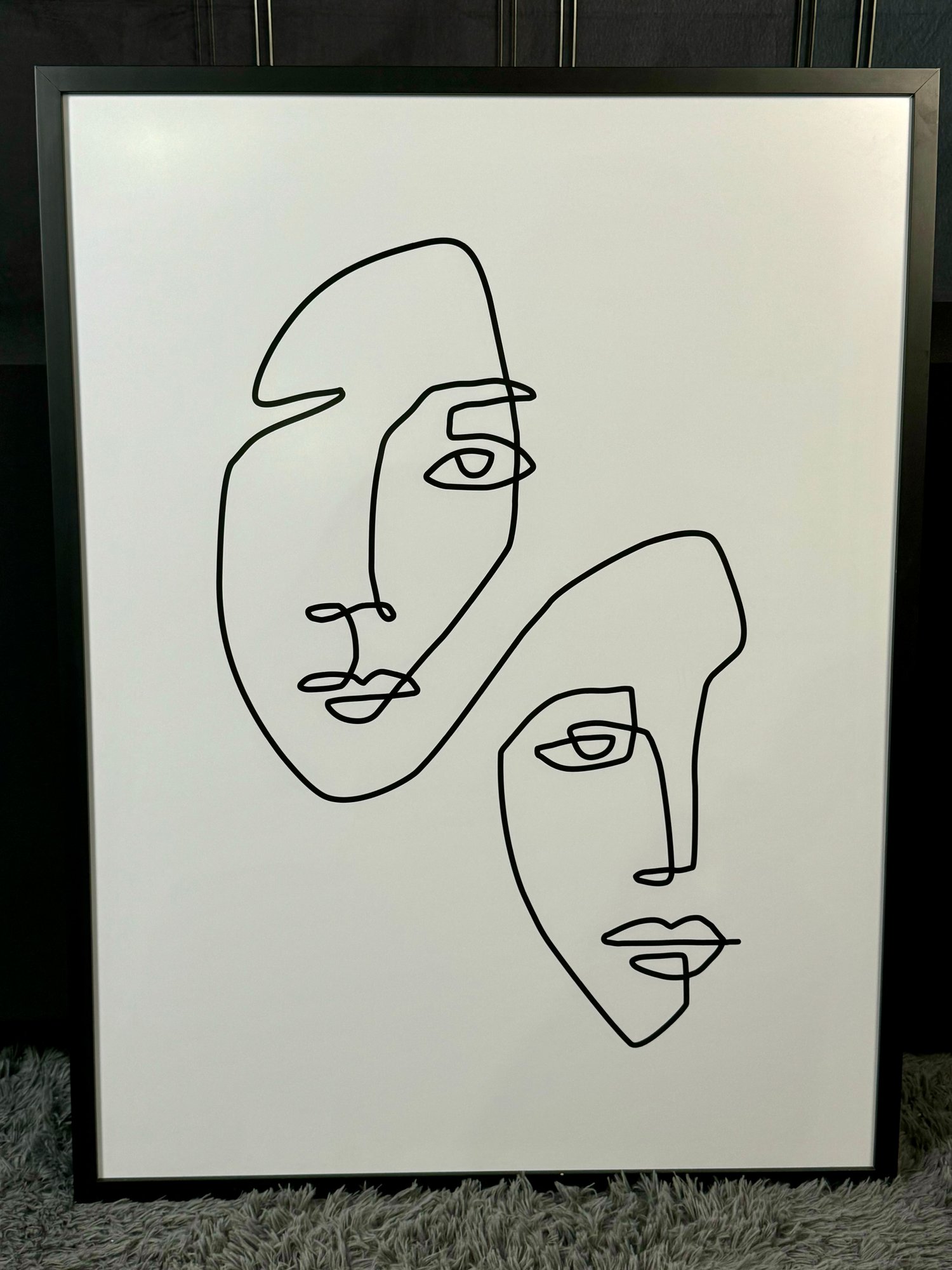 Framed, Unsigned Large Scale Line Art Face Poster #13681 | Auctionninja.com