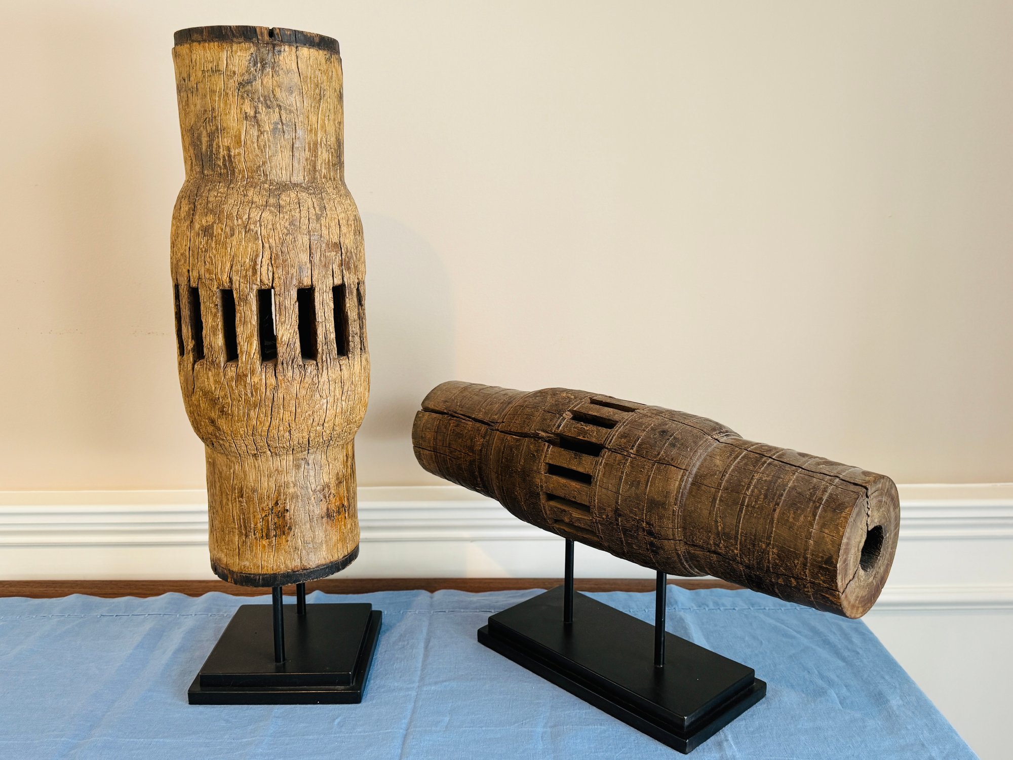 Pair Of 19th Century Antique Wood Cogs On Custom Metal Stands #15614 ...