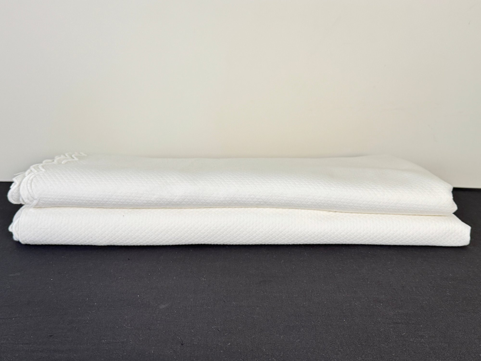 Pair Of FULL White Matouk Scalloped Coverlets #17960 | Auctionninja.com