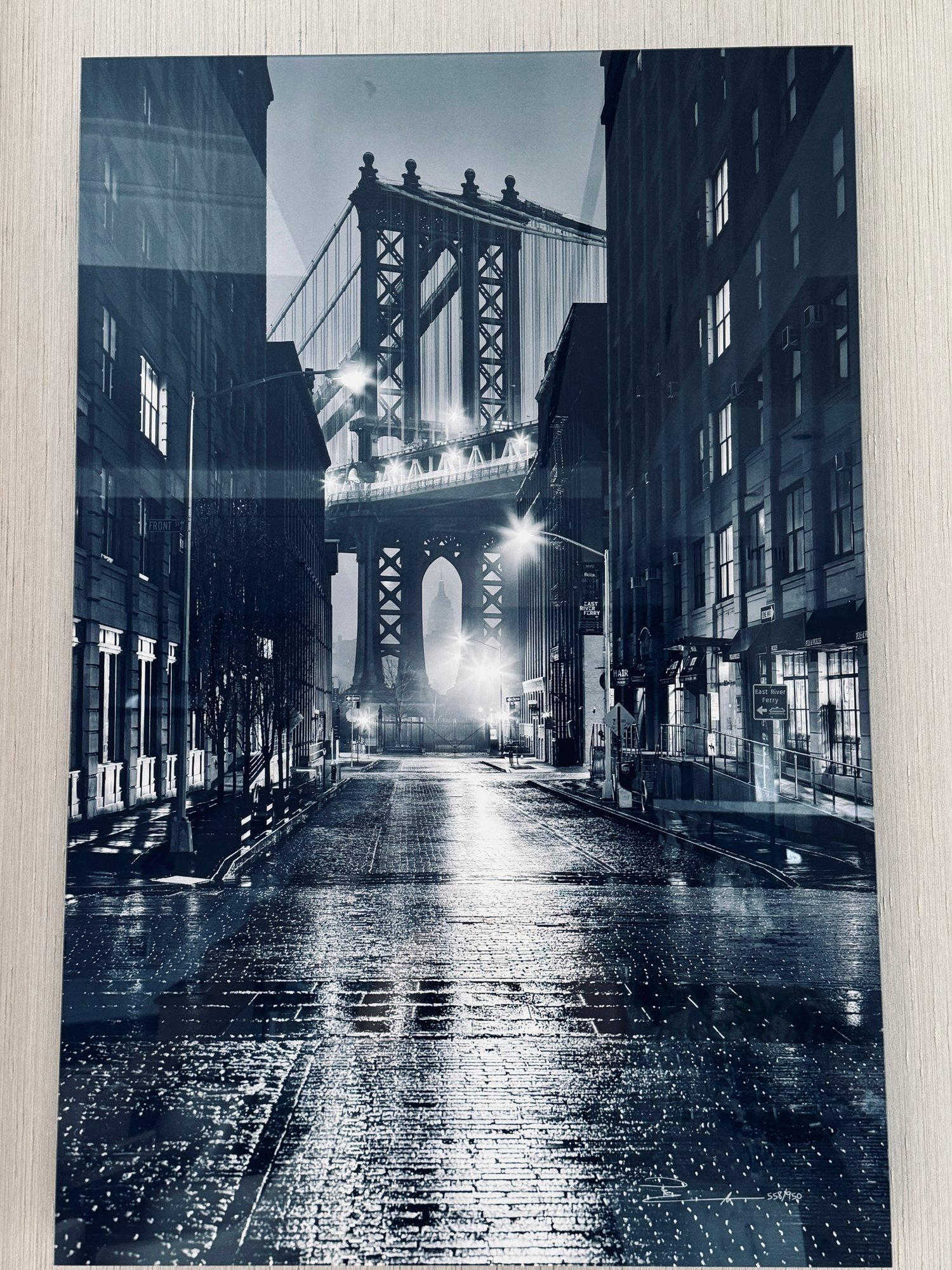 Signed Peter Lik - Black And White Photo Of Wet Street And Bridge - 558 ...