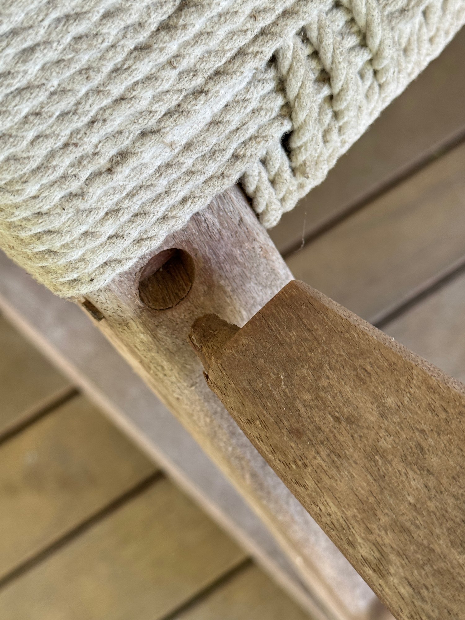 Pair Of Hatteras Outdoor Teak And Woven Rope Rocking Chairs - Used On ...