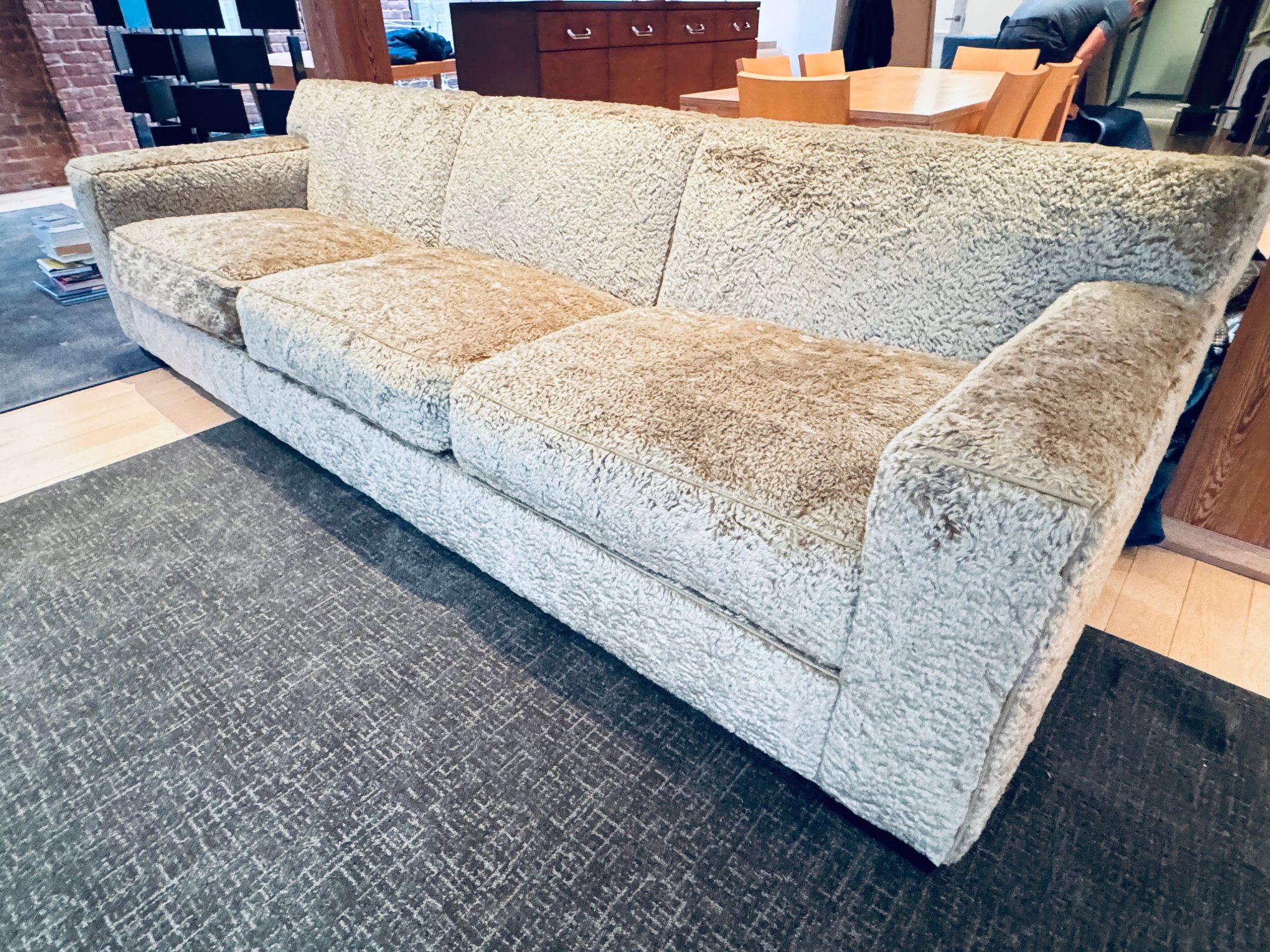 Mattaliano Custom Length Three Cushion Frank #1 Sofa - Golden Faux Fur ...