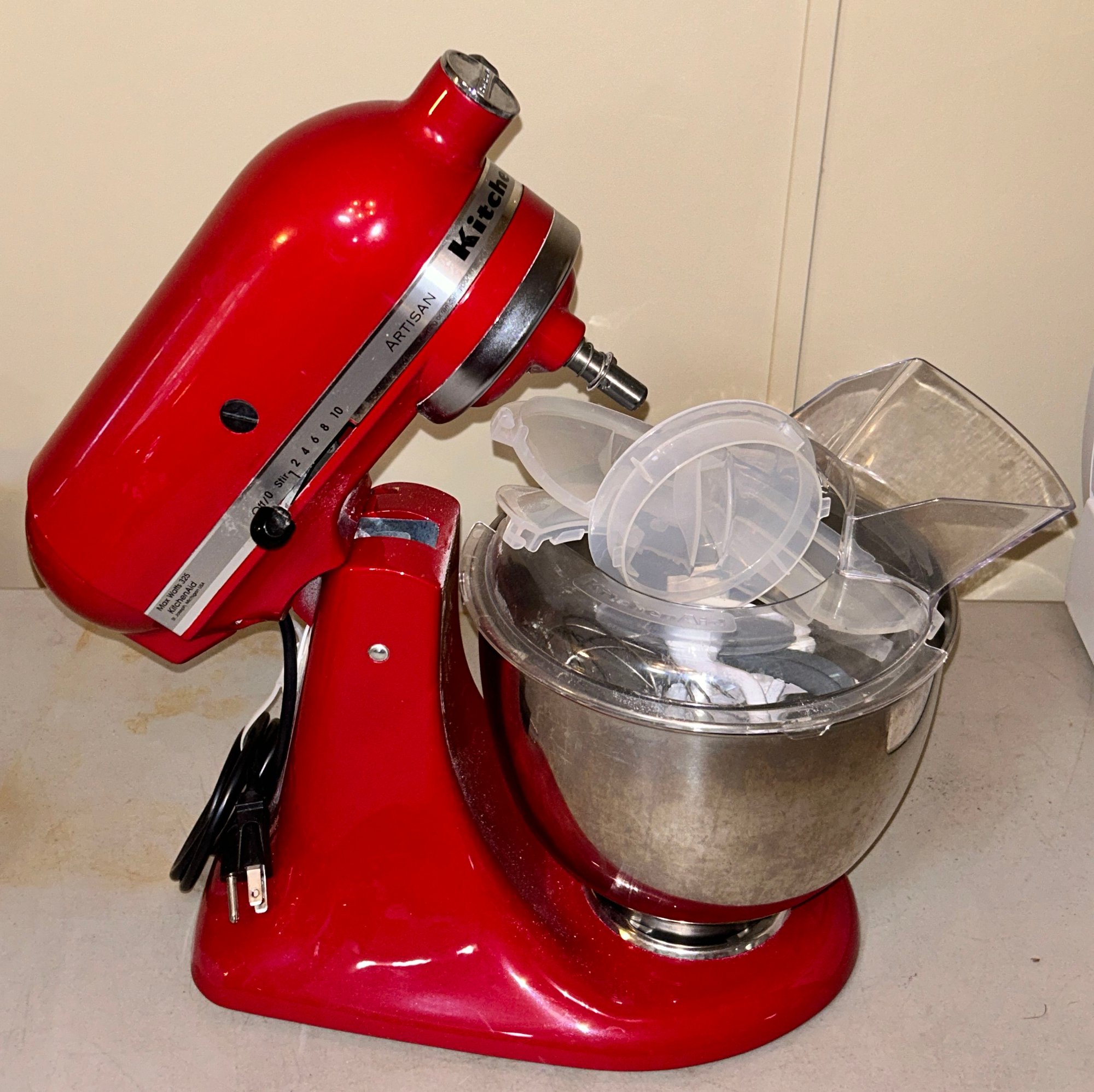 Nice Red Enameled KitchenAid Countertop Mixer With Accessories #12209 ...