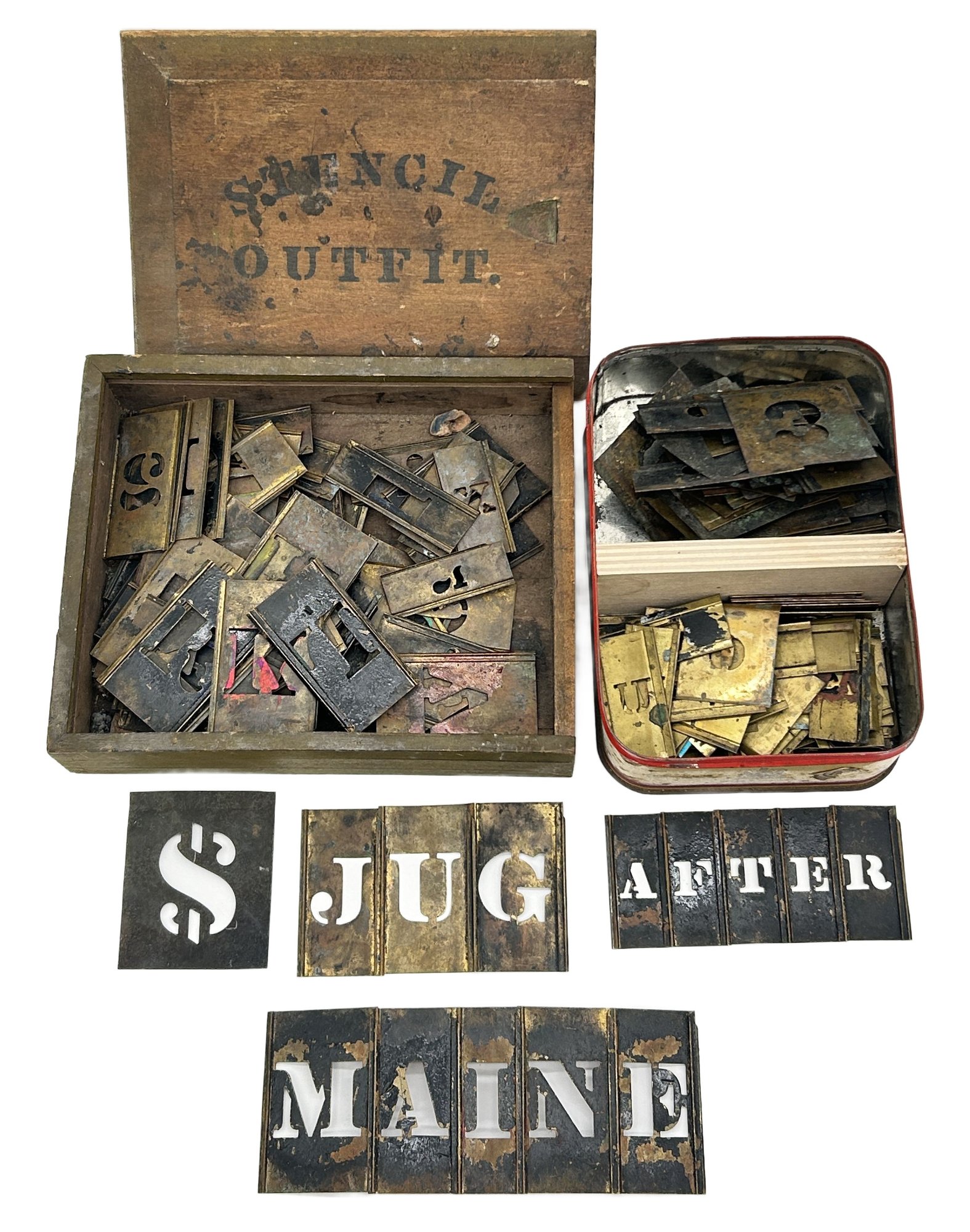 Vintage Assortment Of Brass Stencil Letters, Numbers & Symbols In ...