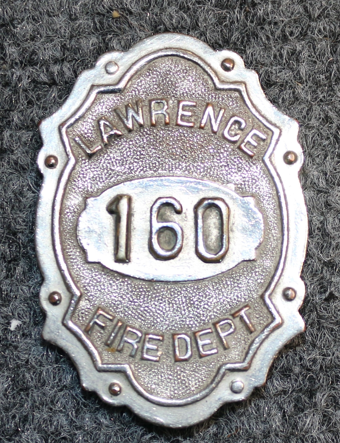 Antique Lawrence (MA) Fire Department Custom Die Badge #160 #11634 ...