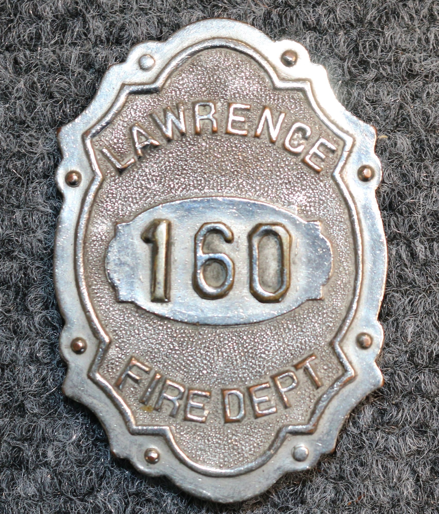 Antique Lawrence (MA) Fire Department Custom Die Badge #160 #11634 ...