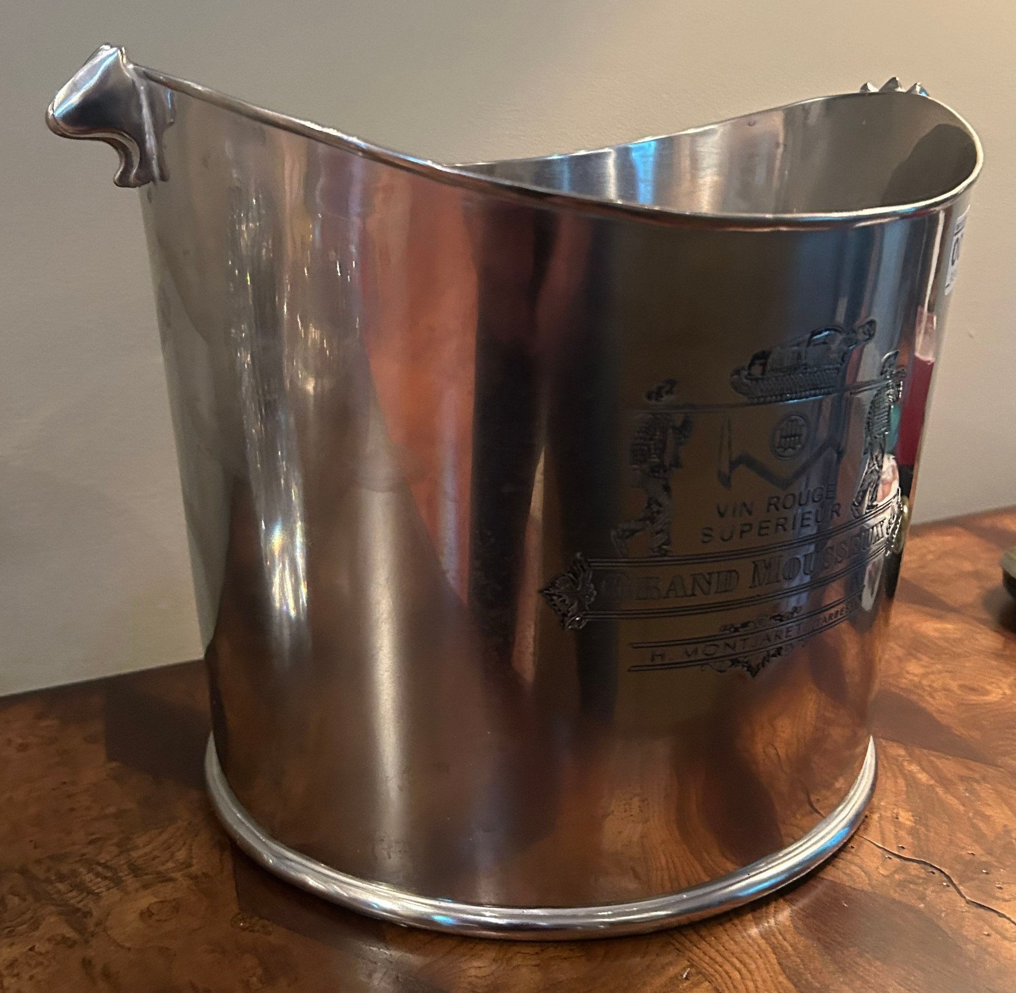 Etched Silver Plate Wine Chiller Bucket With Handles, 12" X 9.5" X 9.5 ...