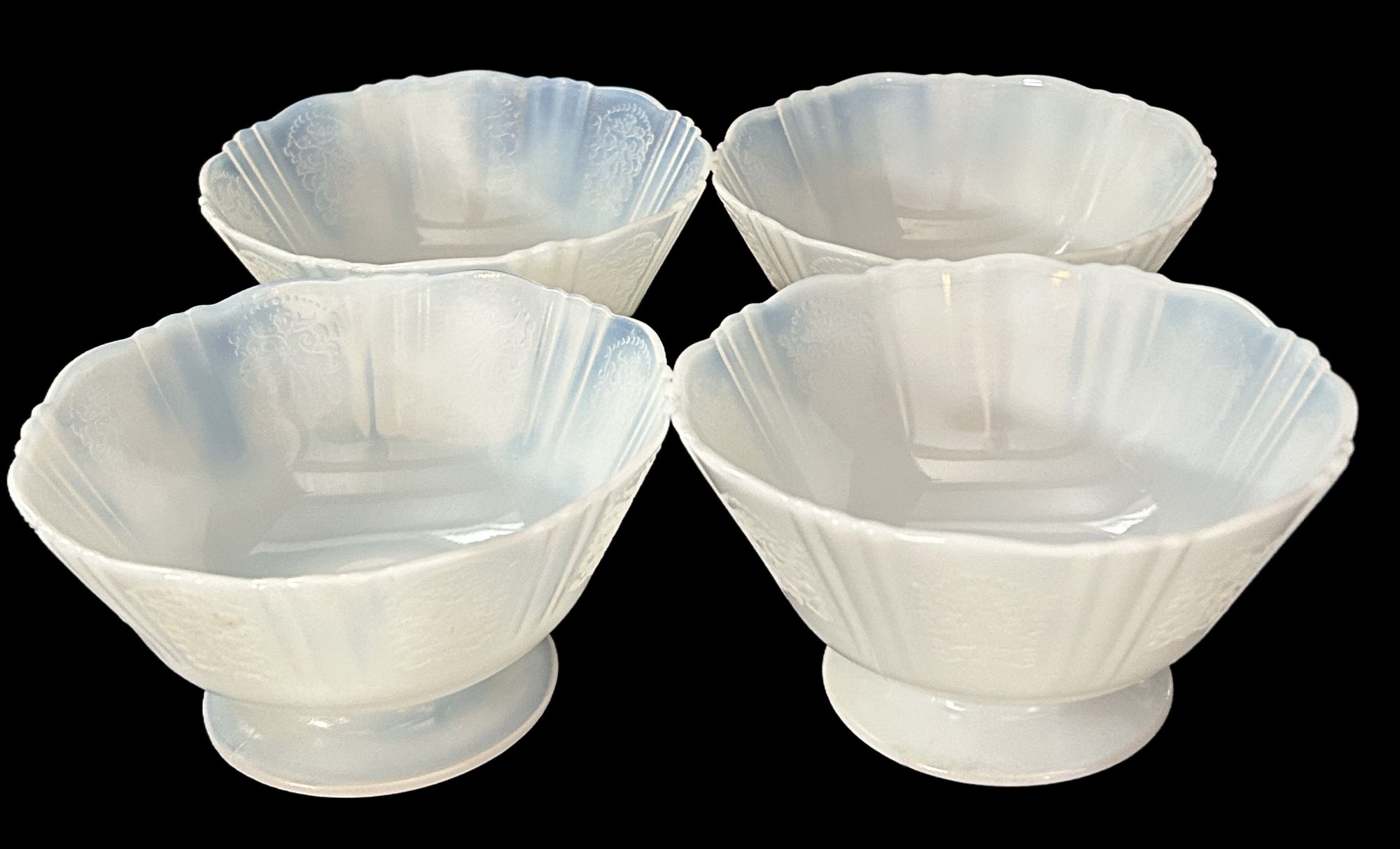 4 Pcs Art Deco Era MacBeth Evans American Sweetheart Opalescence Monax ...