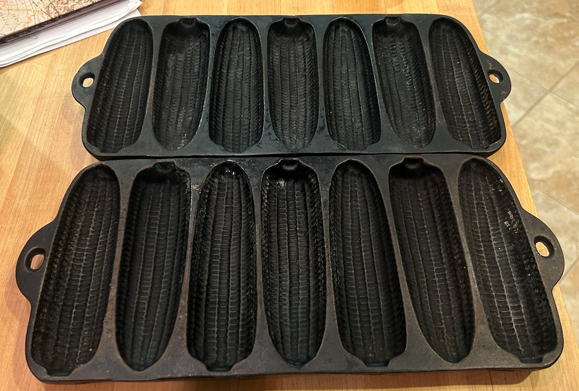 2 Pcs Vintage Cast Iron Corn Stick Muffin Pans, 13"X 6" #25073 ...