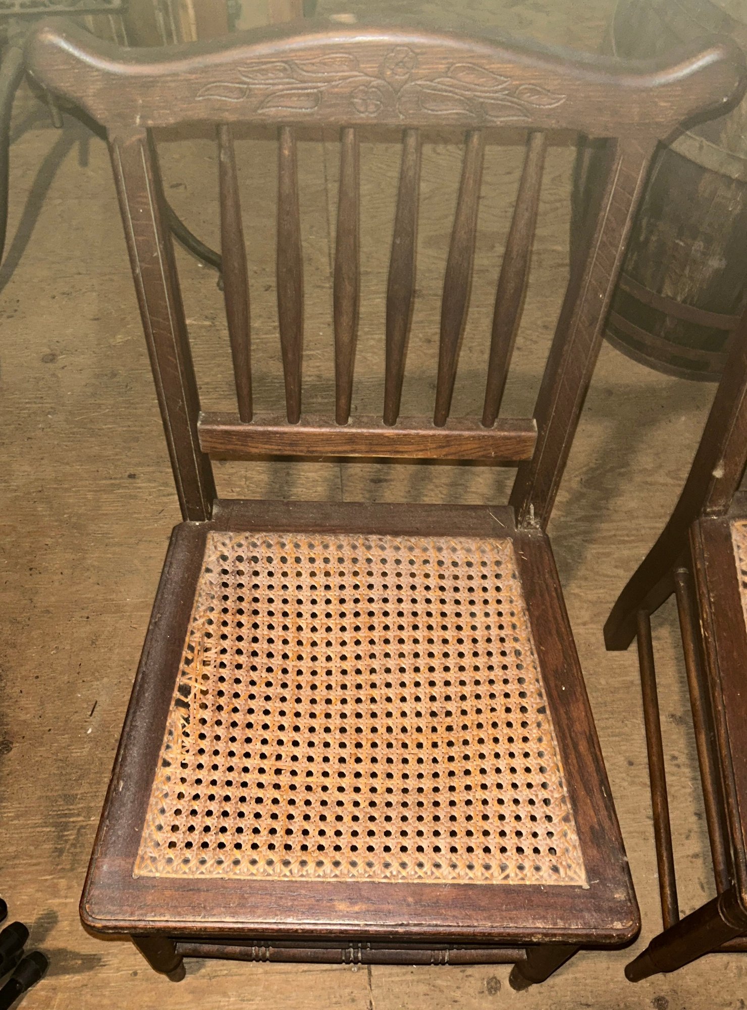 2 Pcs Kitchen Side Chairs With Woven Cane Seats, Barn Find As Found ...