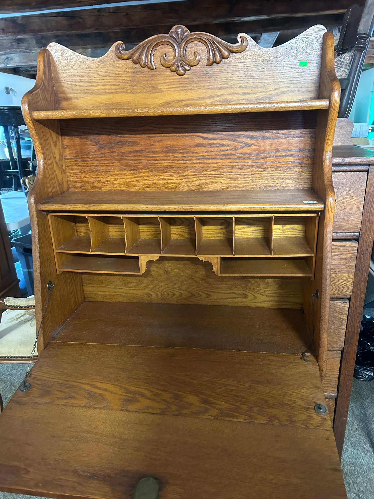 Oak Larkin Combination Drop Front Desk And Bookcase, 30" X 11.75" X 60 ...