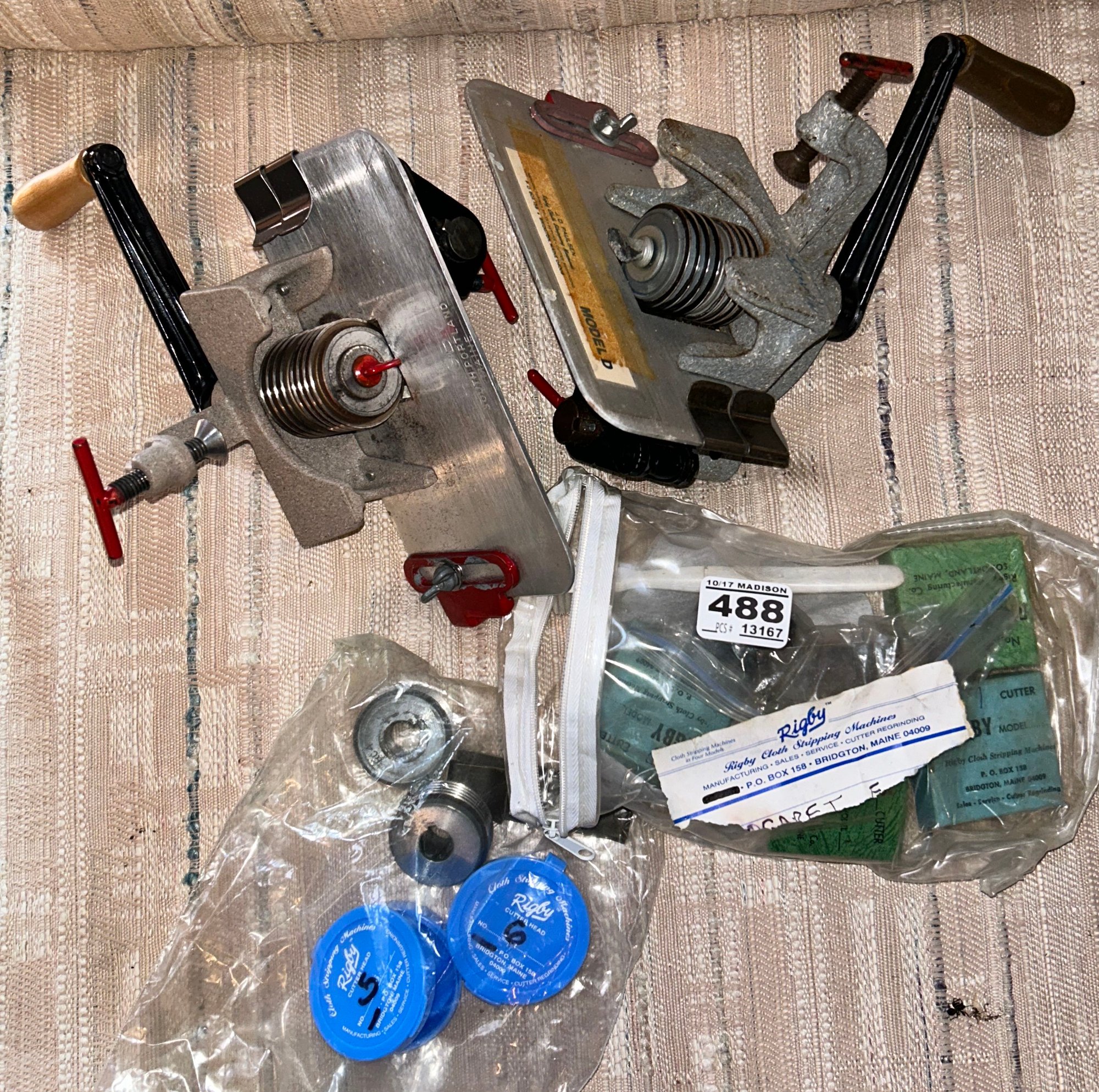 2 Rigby Cloth Stripping Machines With Extra Heads #13167 | Auctionninja.com