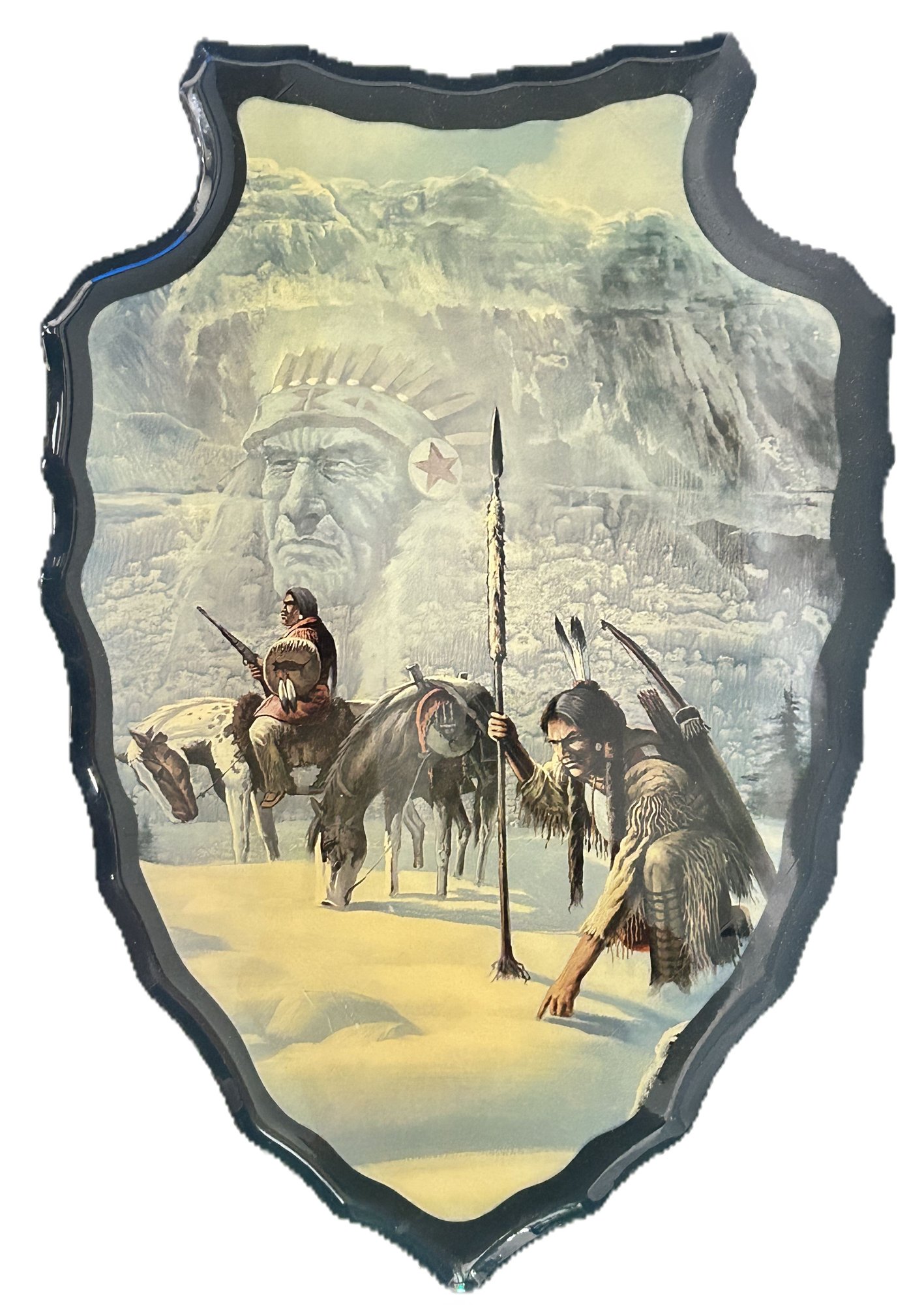 Vintage Decoupaged Arrowhead Shaped Plaque With Native American Indian ...