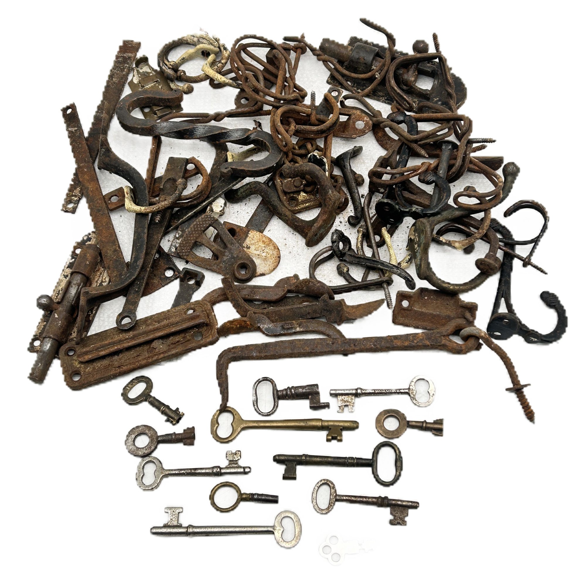 Miscellaneous Lot Of Antique Keys And Rusty Architectural Salvage ...