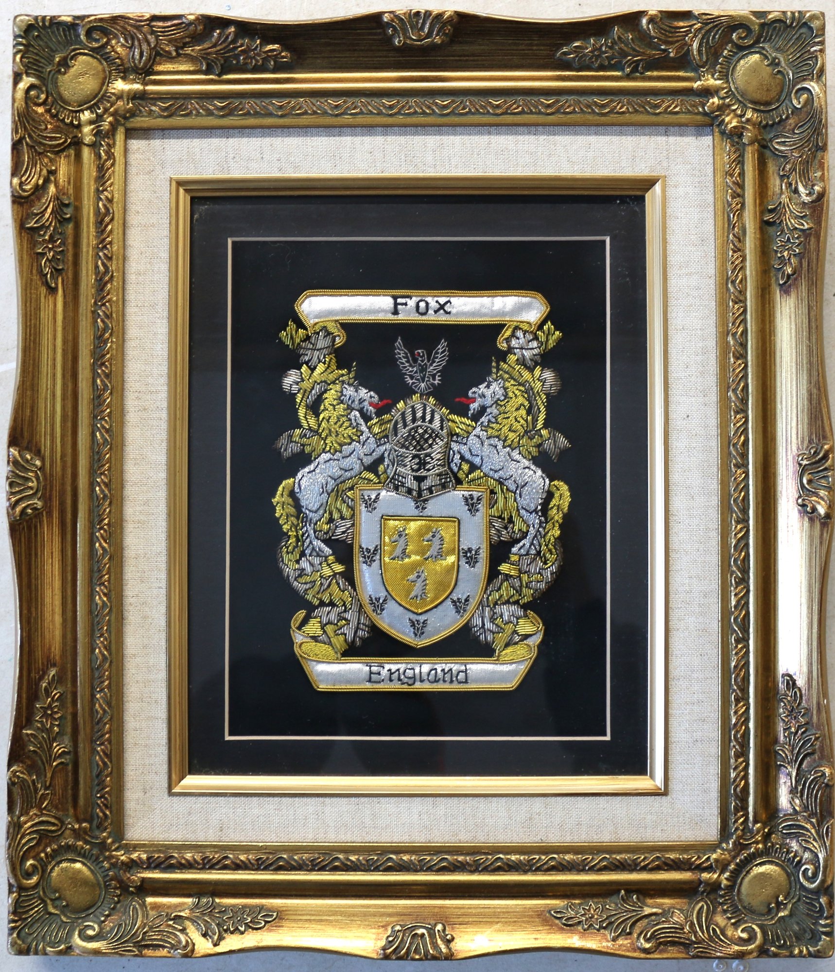 Heraldic Embroidered Crest Reading "FOX" & "ENGLAND" - Appears To Be ...