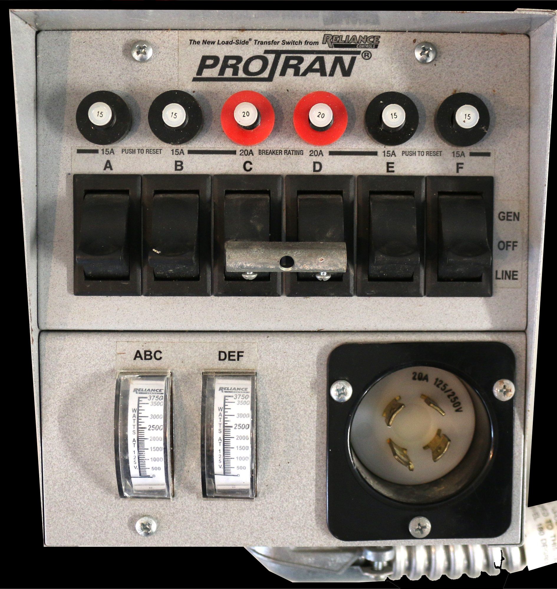Reliance ProTran 100 Amp Generator Transfer Switch - Used - 4 - 15A ...