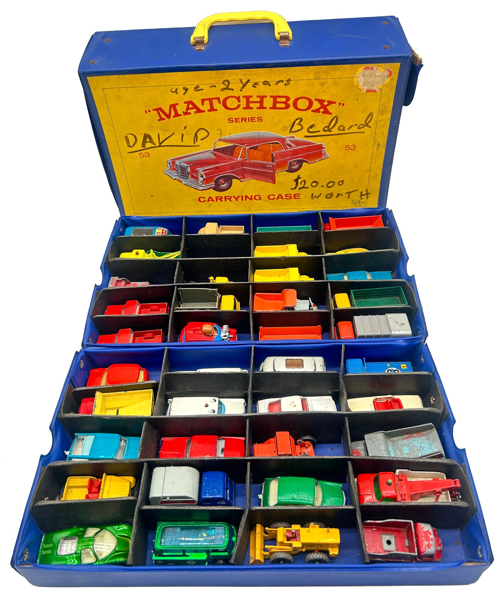 Collector's Matchbox Double Decker Carrying Case With Two Trays Of Cars ...