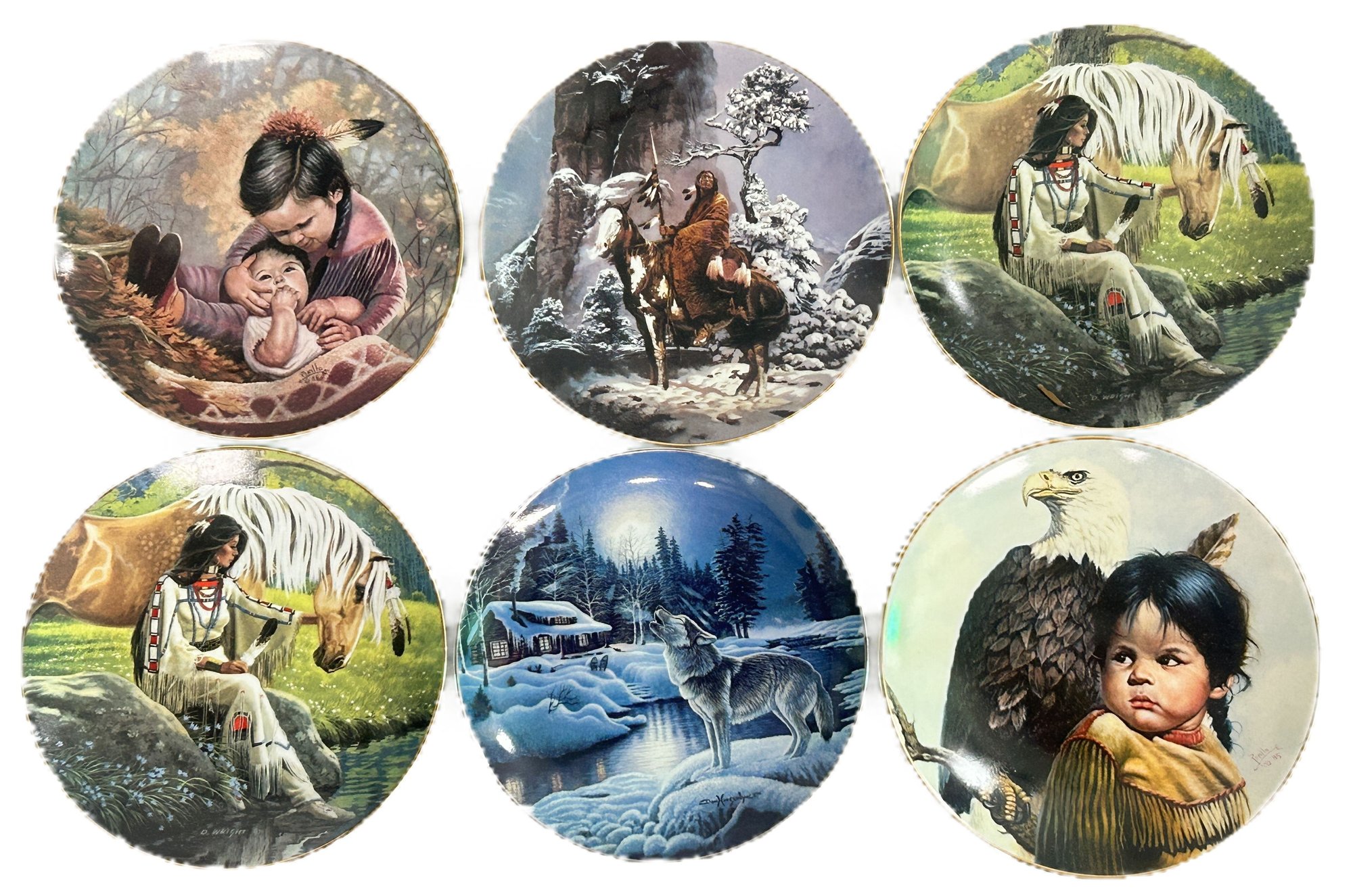 6 Pcs Vintage Native American Themed Collector's Plates, 8" Diam ...
