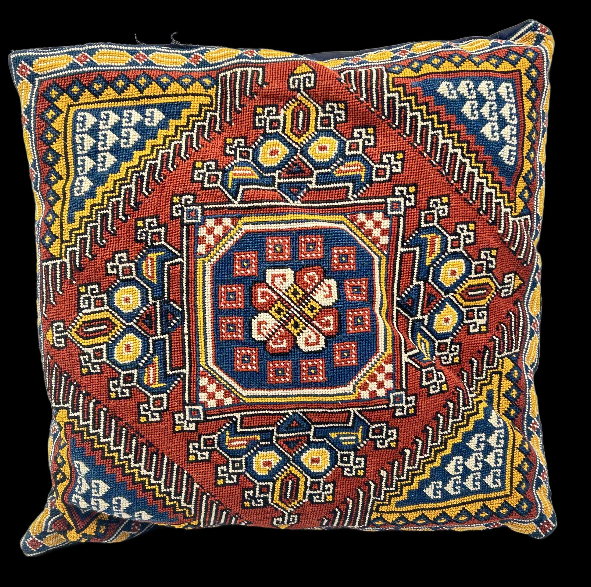 Vintage Geometric Design Needlepoint Pillow, 17.5" Sq #17697 ...