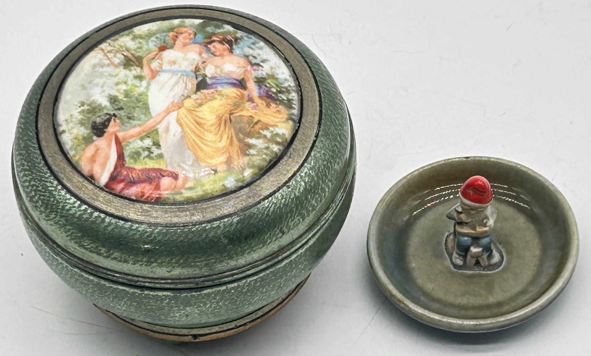 2 Pcs - Antique French Music Box With Storage And Irish Made Ring Saver ...