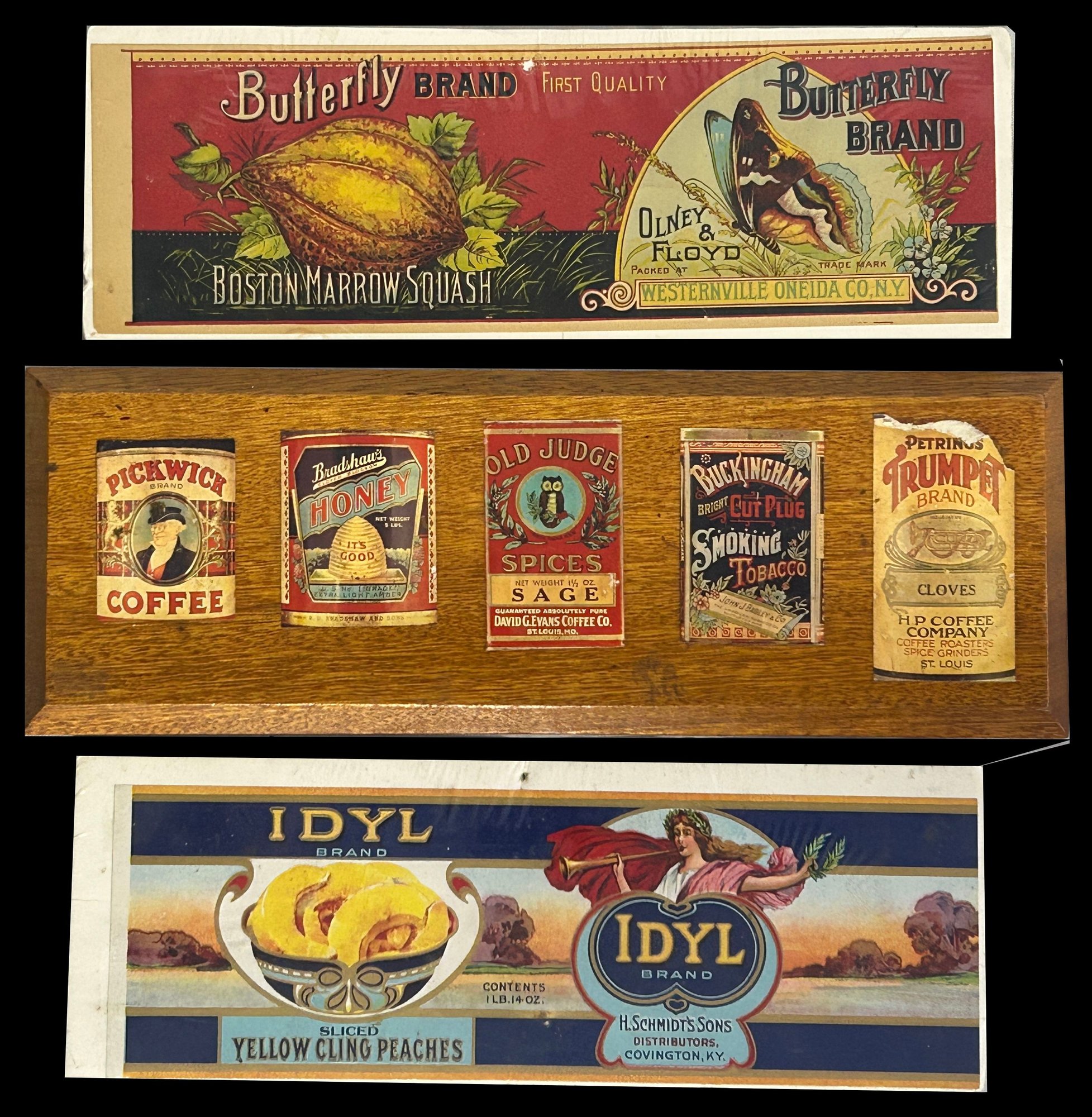 3 Pcs Antique Canning Labels - Butterfly Brand & Idyl Brand For Framing ...