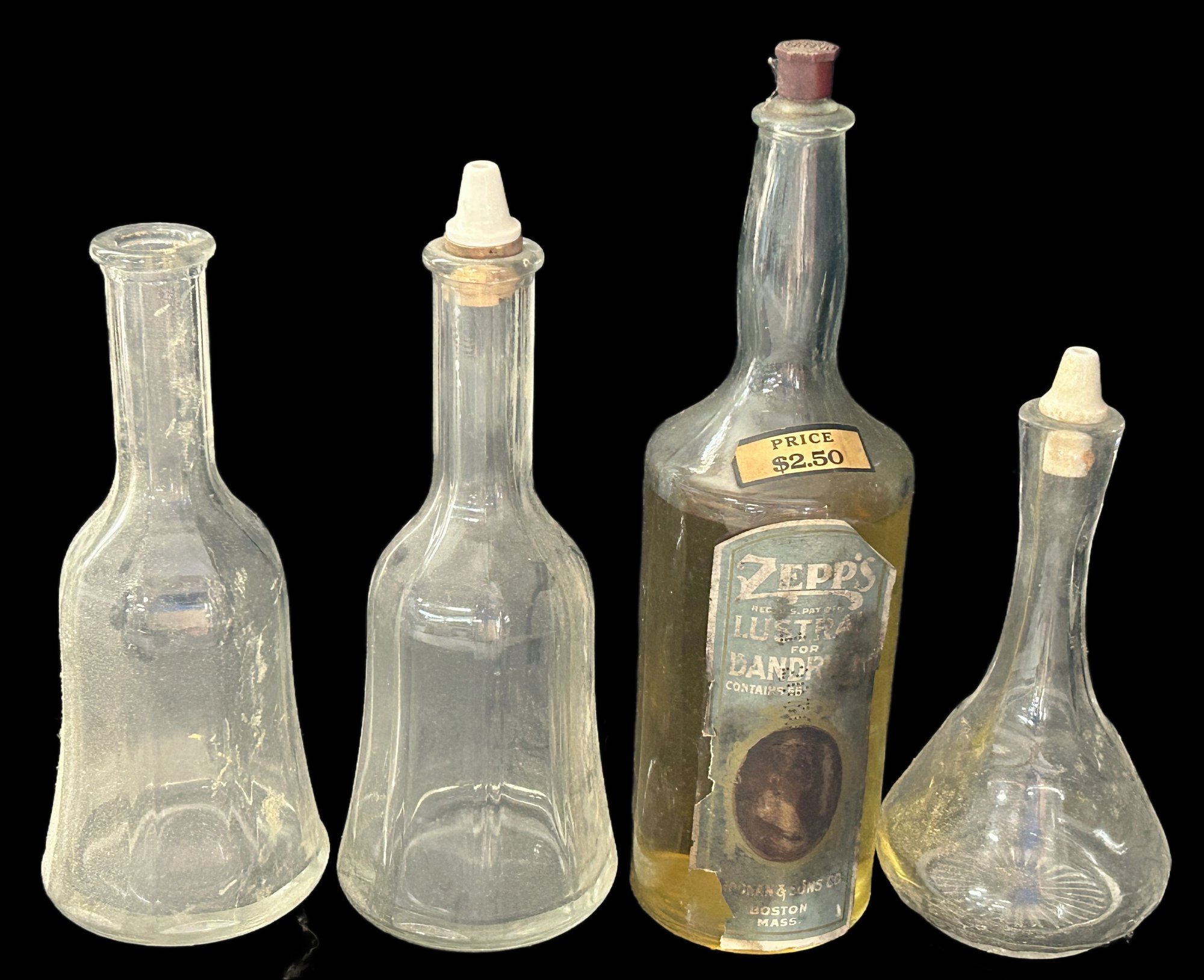 4 Pcs Antique And Vintage Barbershop Tonic Bottles, As Pictured ...