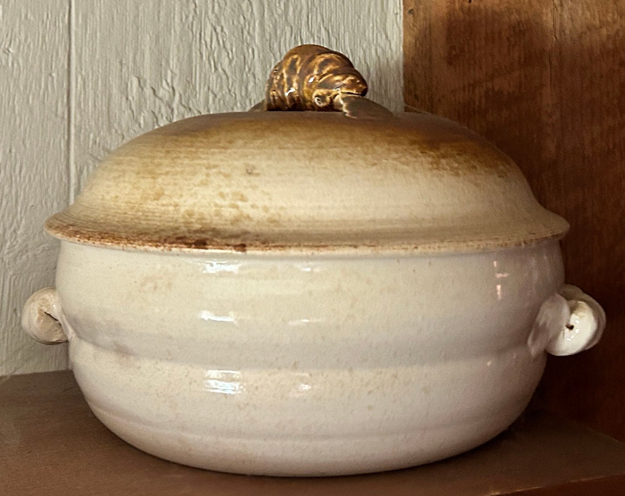 Antique Ironstone Covered Baking Dish With Snail Finial #12402 ...