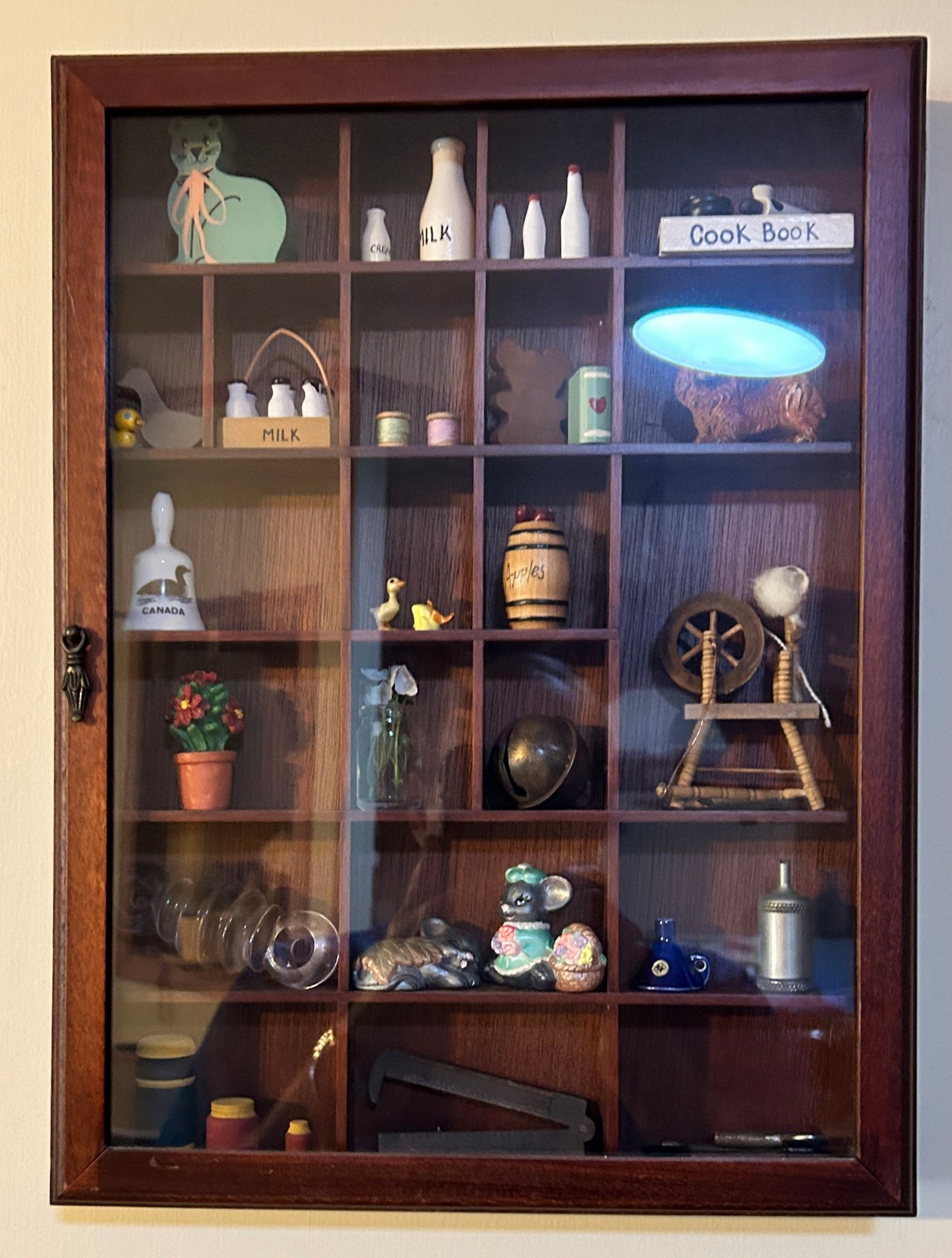 Single Glass Door Wall Display Cabinet Full Of Miniatures - 12 X 2 X 15 ...