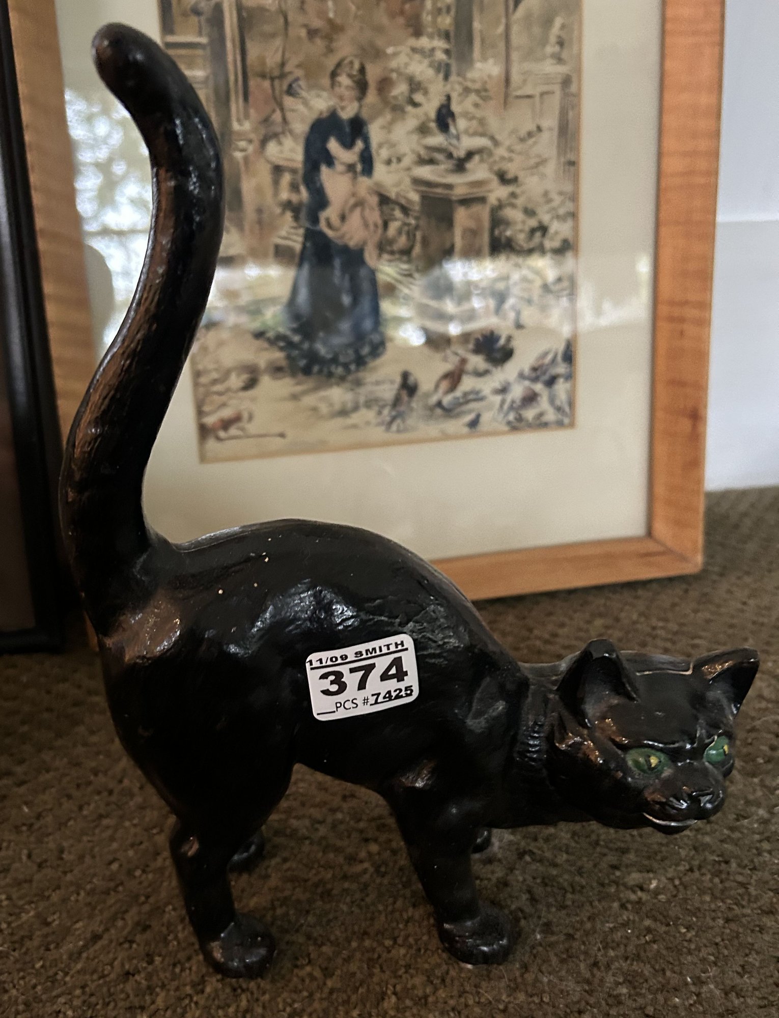 Antique Cast Iron Black Cat Door Stop #7425 | Auctionninja.com