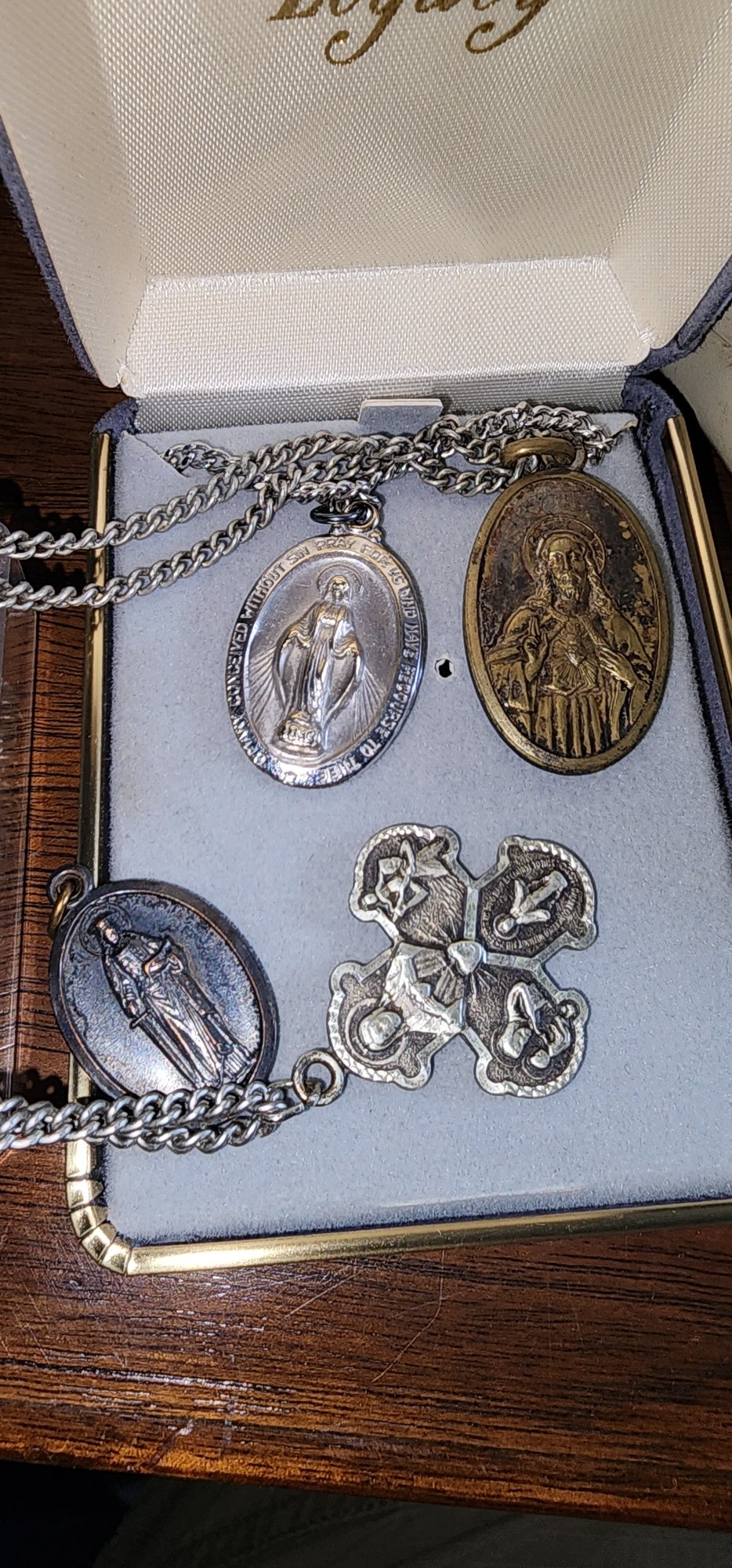 4 Vintage Religious Medals/ Chains -" I Am Catholic. Call A Priest ...