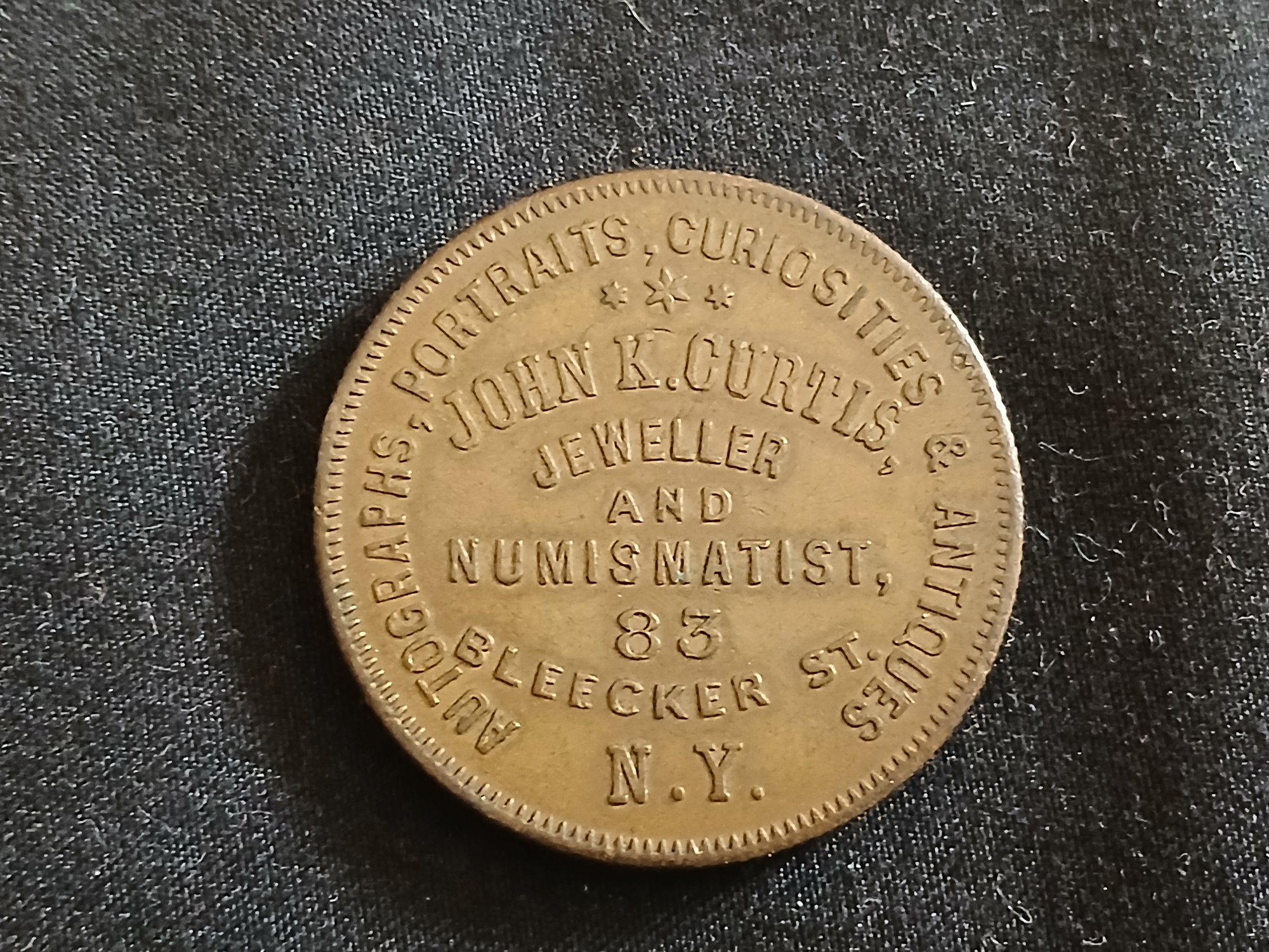 Coins . *RARE* (1859) Antiquary Token, John K Curtis, Copper *RARE ...