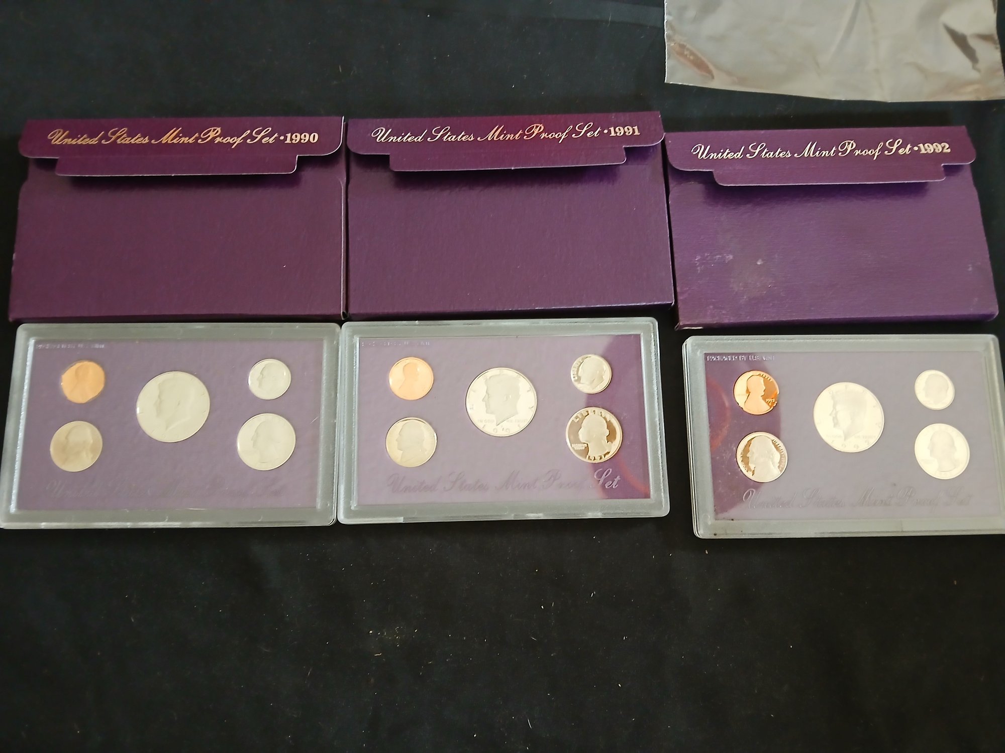 Coins . (3)..(90-S,91-S,92-S)united States Mint Proof Sets #10199 ...
