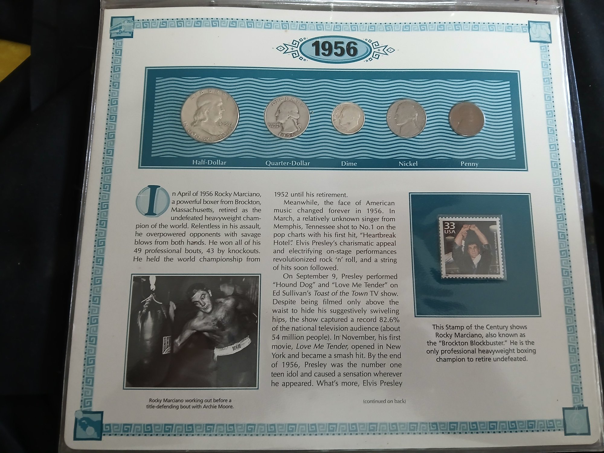 Coins. 1956 Circulated Coin Set 90%silver Dime,quarter, Half W/stamp ...