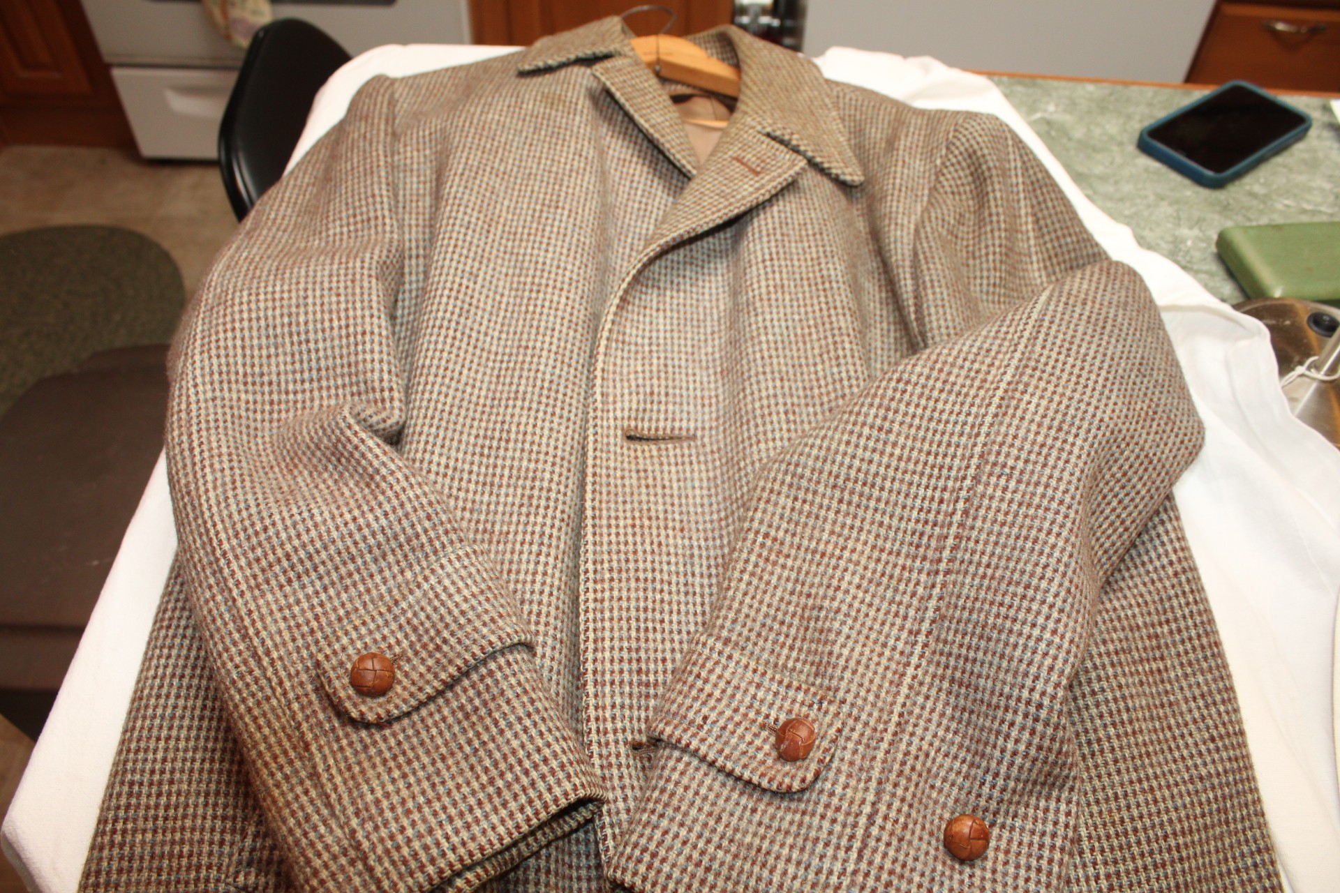 Harris Tweed Coat -hand Woven 100% Pure Scottish Wool, 1949,two Way ...