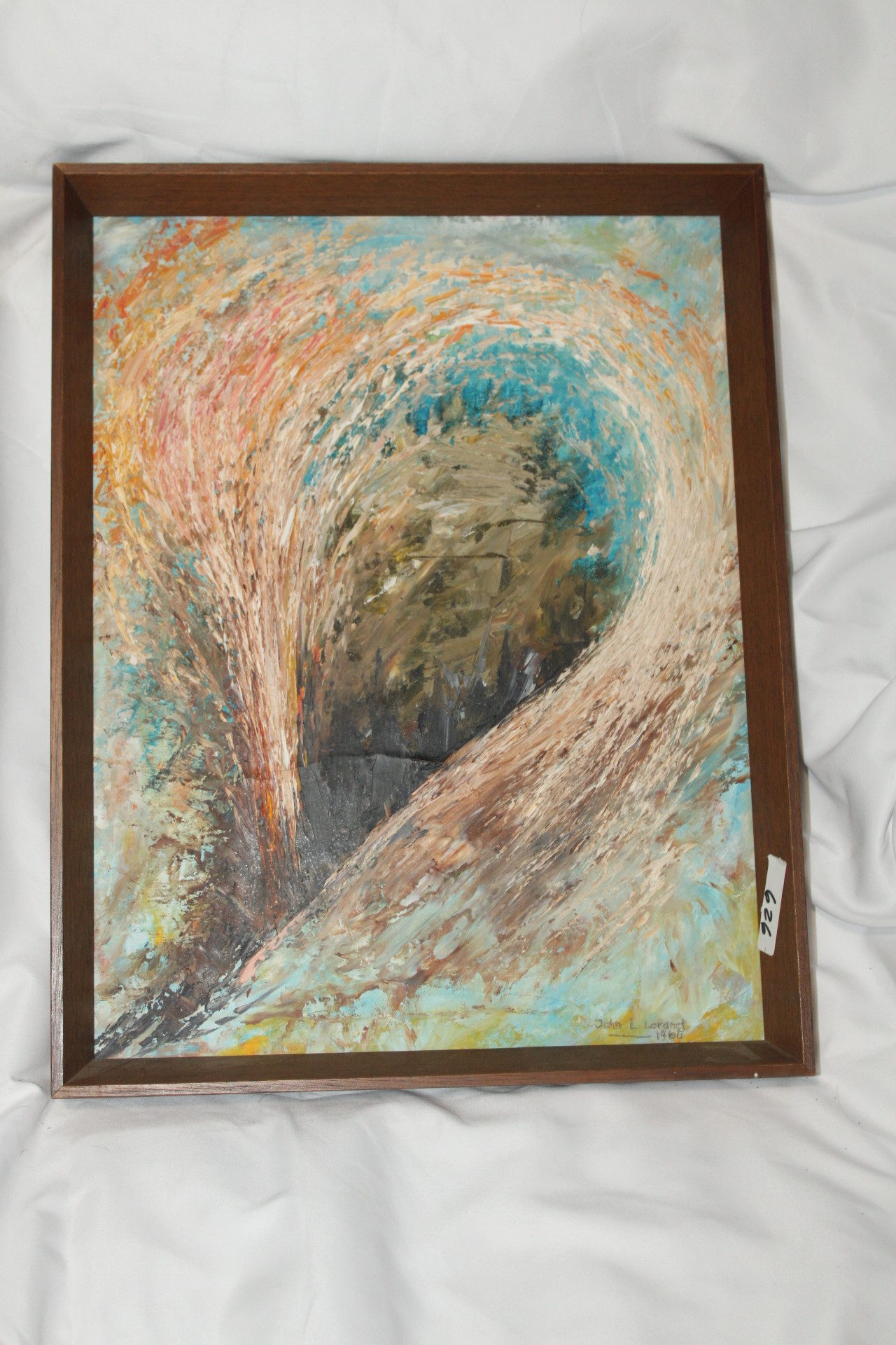 Mid Century Abstract 1960's Oil On Board Has Crack John L. Lorand 15x19 ...