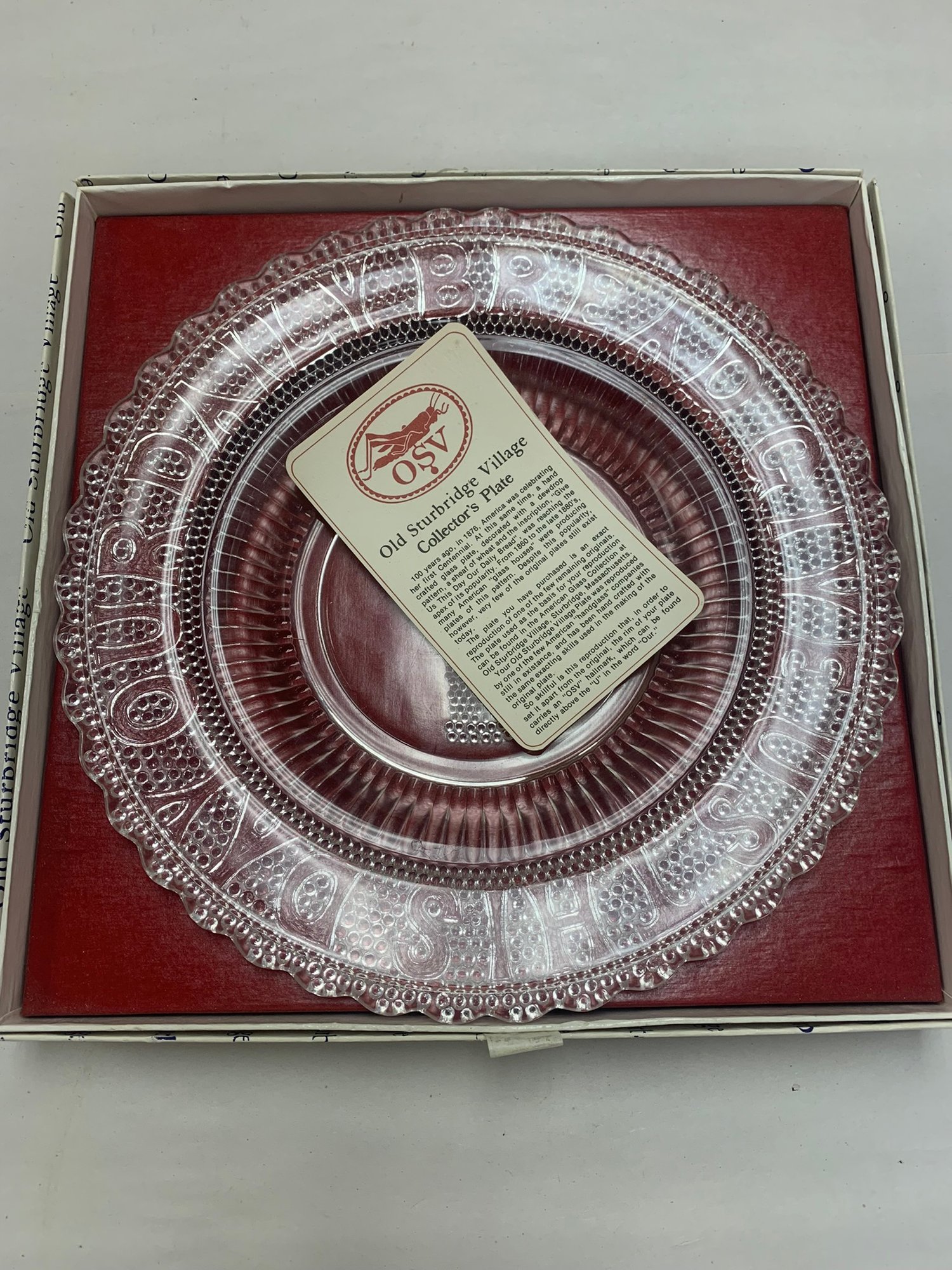 OLD STURBRIDGE VILLAGE COLLECTORS PLATE W/ORIGINAL BOX #3276 ...