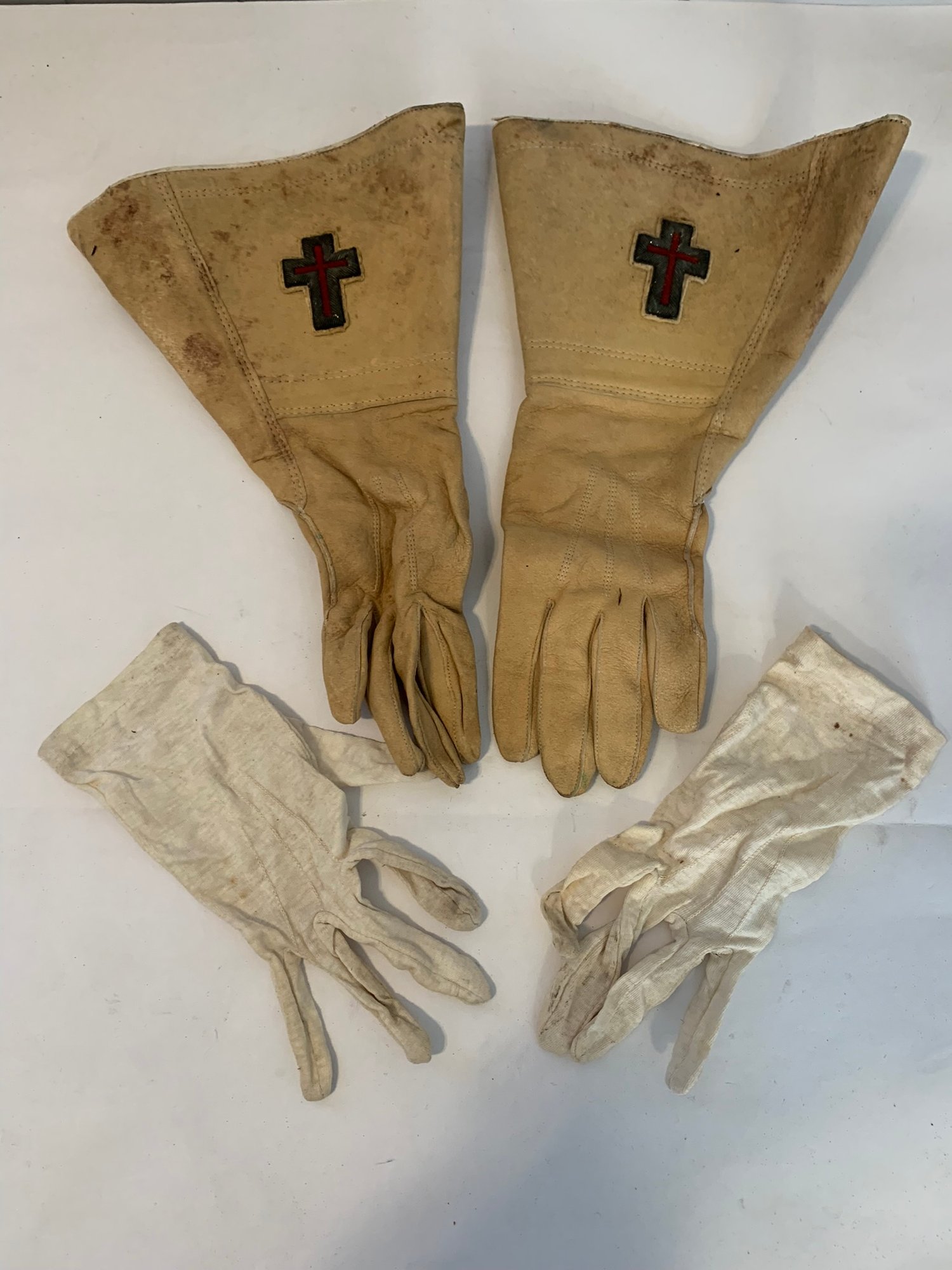 EARLY 1900s MASONIC KNIGHTS TEMPLAR CEREMONIAL GLOVES #3516 ...