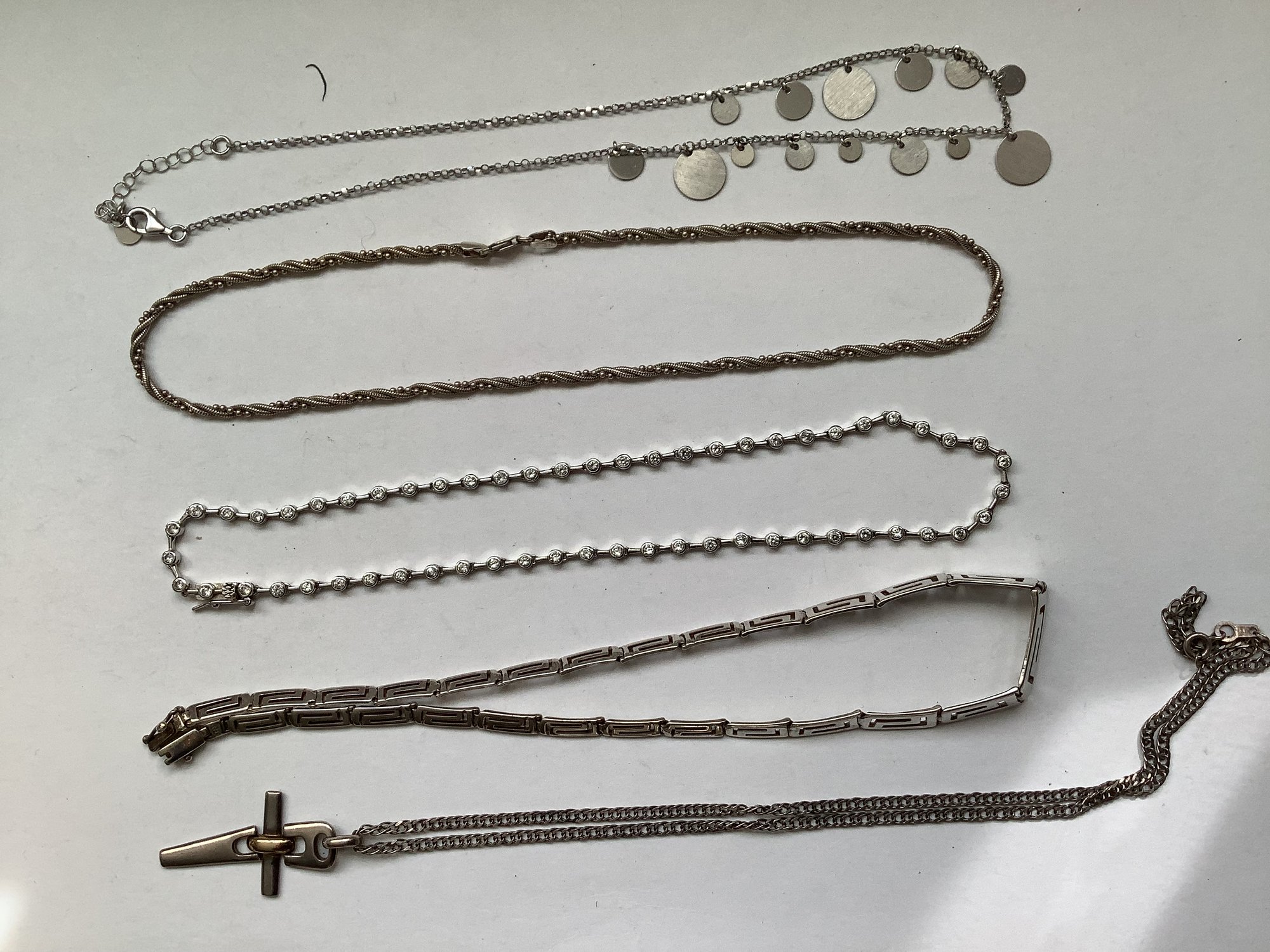Lot Of 5 Sterling Silver Necklaces For Wear Or Resale 69 Grams #5787 ...