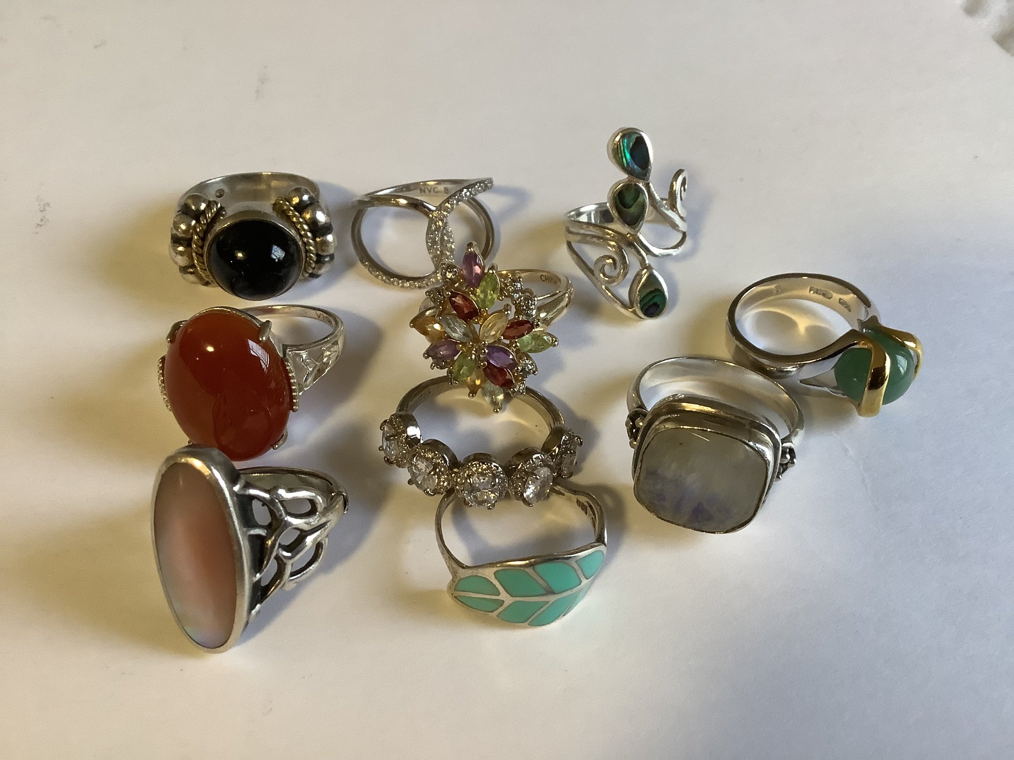 Lot Of 10 Nice Sterling Silver Rings For Wear Or Resale 56 Grams #6178 ...