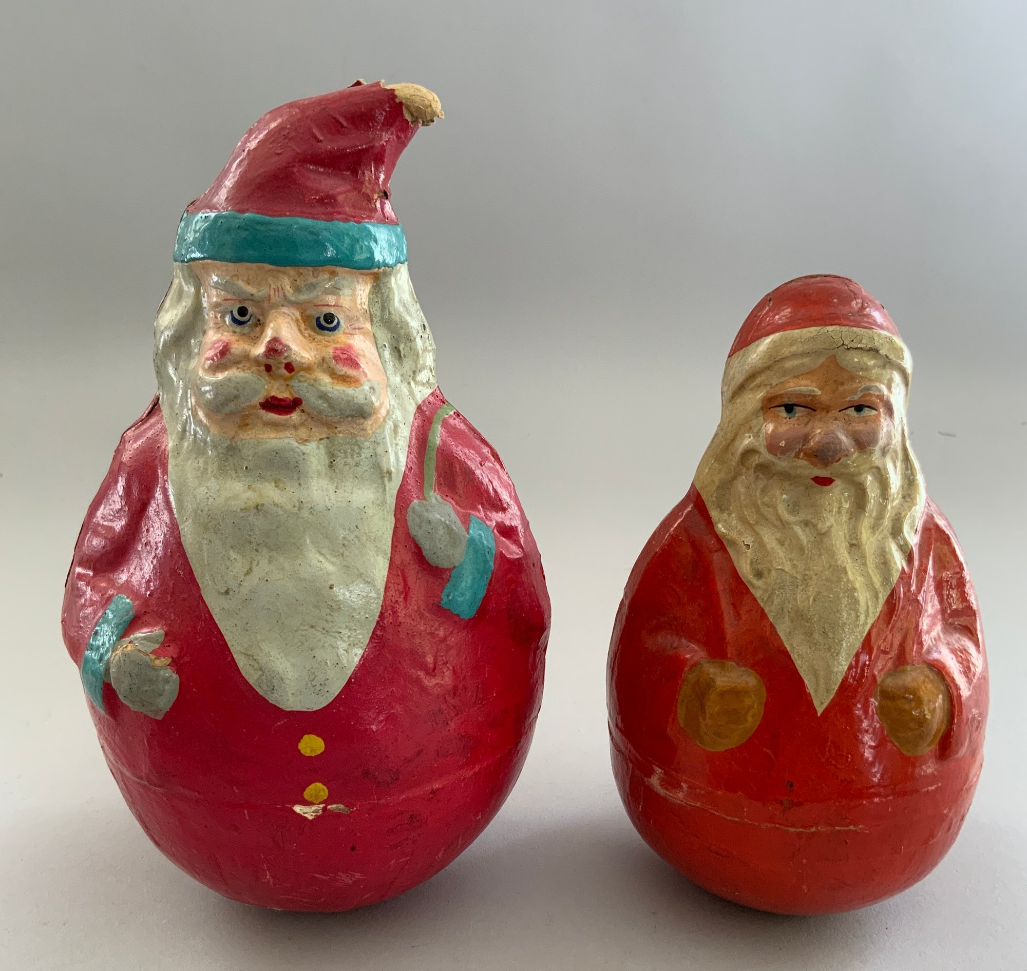2 Schoenhut Paper Mache Rolly Dolly Santa Toys #2886 | Auctionninja.com